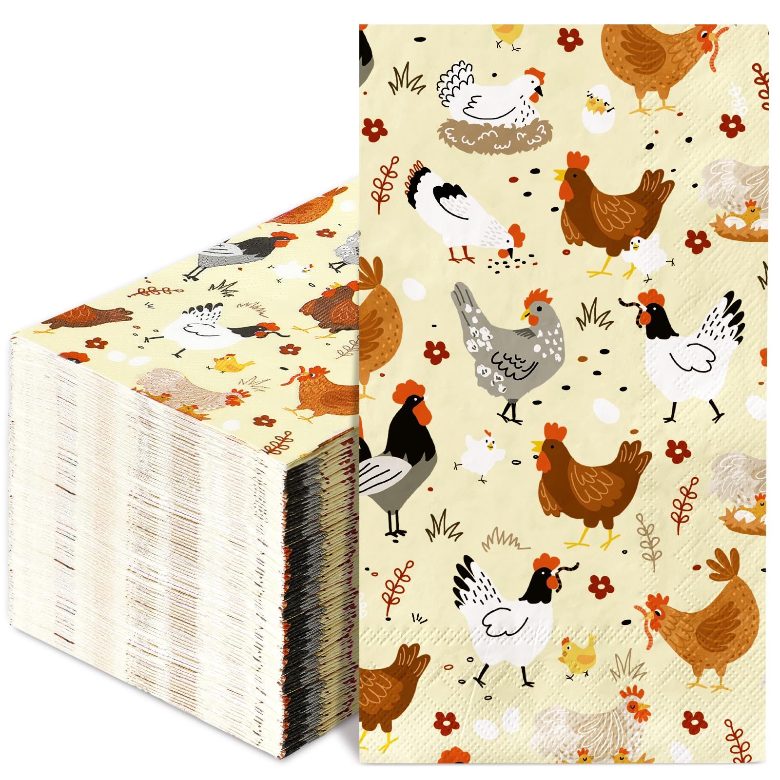Amazon.com: JarThenaAMCS 100Pcs Chicken Guest Napkins Yellow Disposable ...