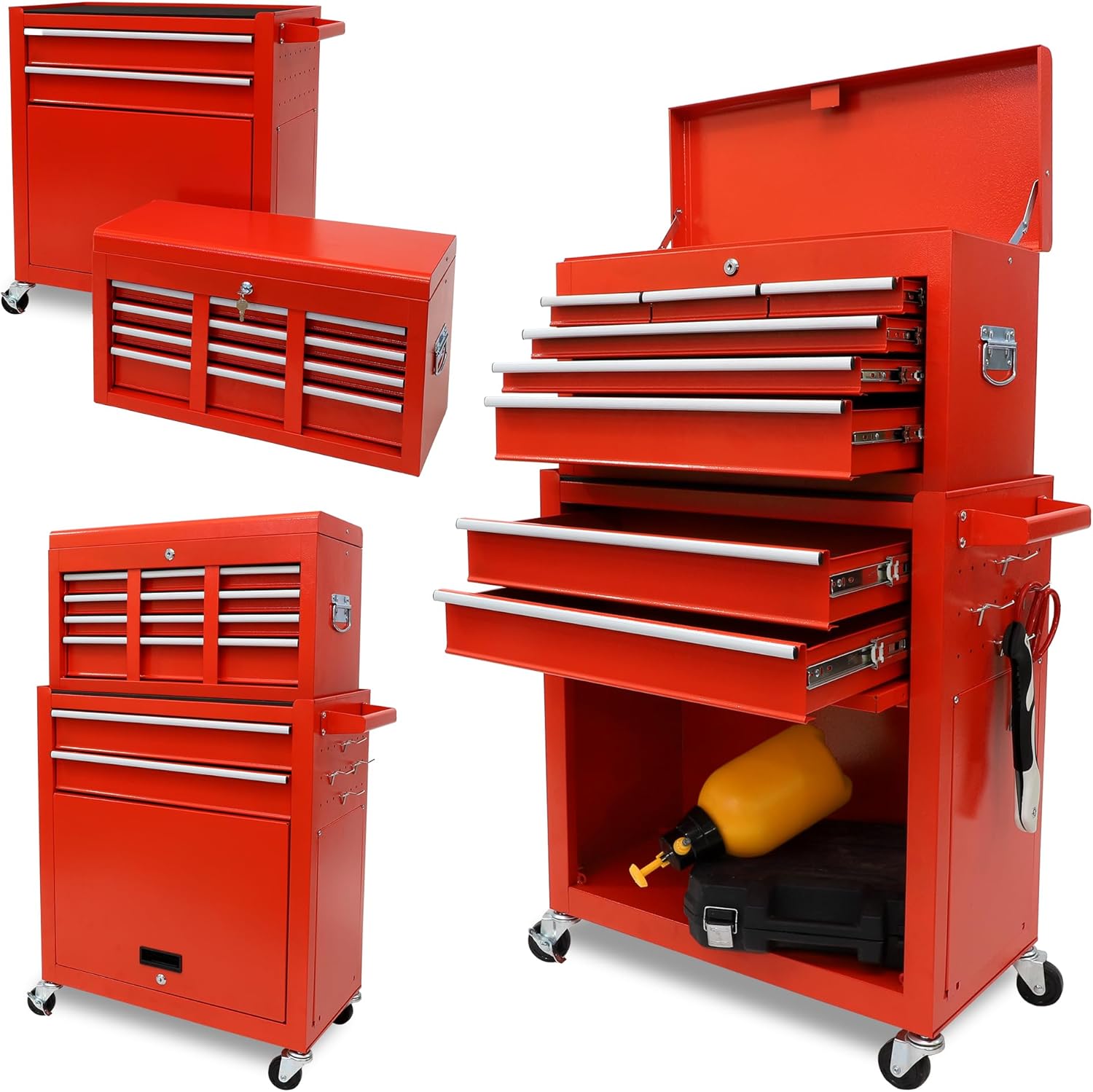 Amazon.com: Plainsity Rolling Tool Box, 8 Drawer Tool Chest with Wheels ...