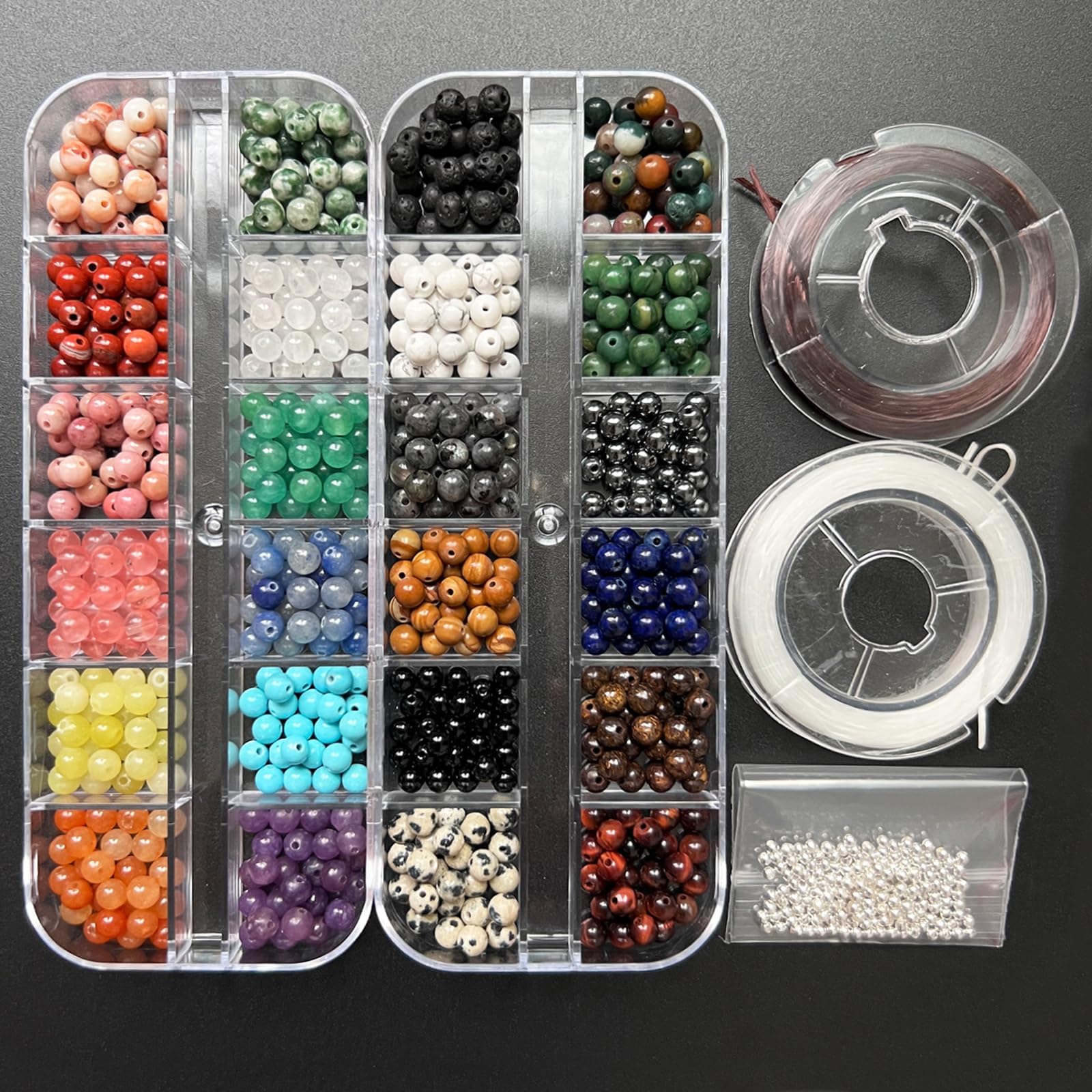 Amazon.com: ICAI Beads 4mm Natural Colorful Stone Round Loose Stone ...