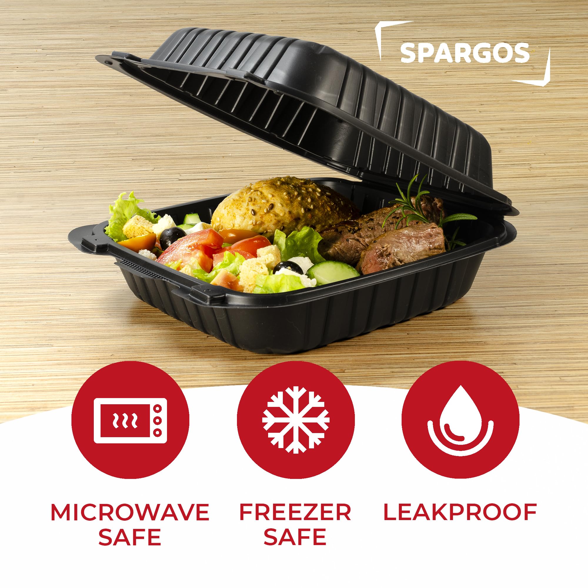 Snapklik.com : To Go Food Containers (60 Pack) 8" X 8" - 39oz Clamshell ...