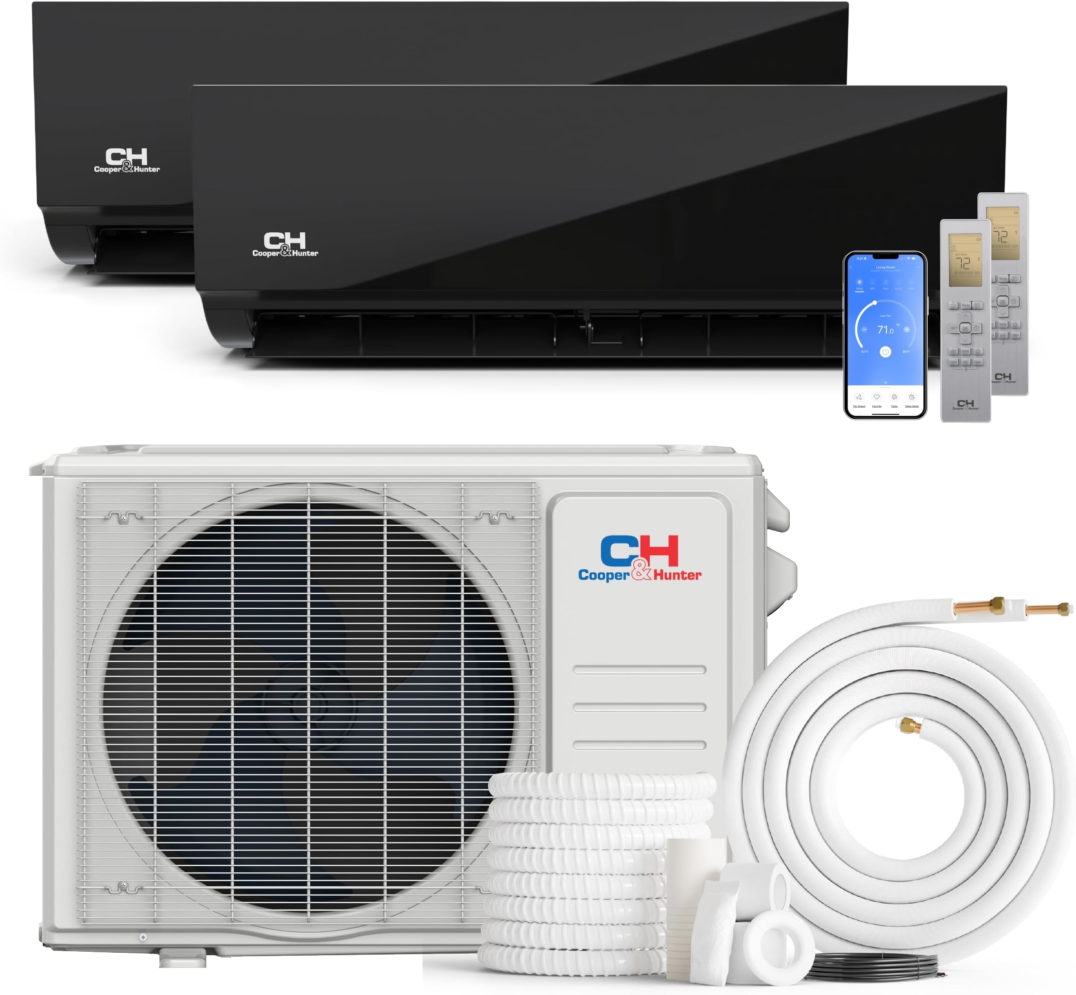 Amazon.com: Cooper & Hunter 28,000 BTU 2-Zone Ductless Mini Split Air ...