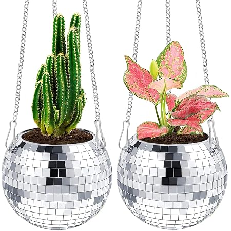 Amazon.com : Remerry 6 Pcs Disco Ball Planter Mirror Ball Boho Hanging ...