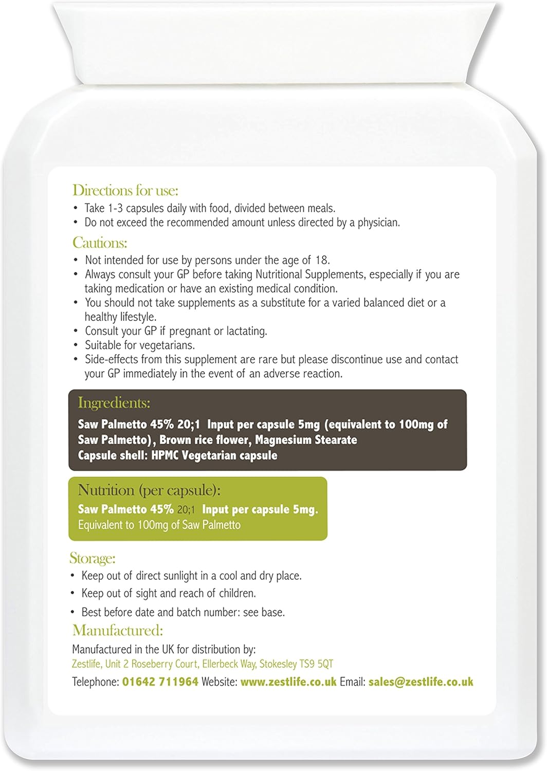 Saw Palmetto 100mg HIGH Strength! – 90 Capsules – BigaMart