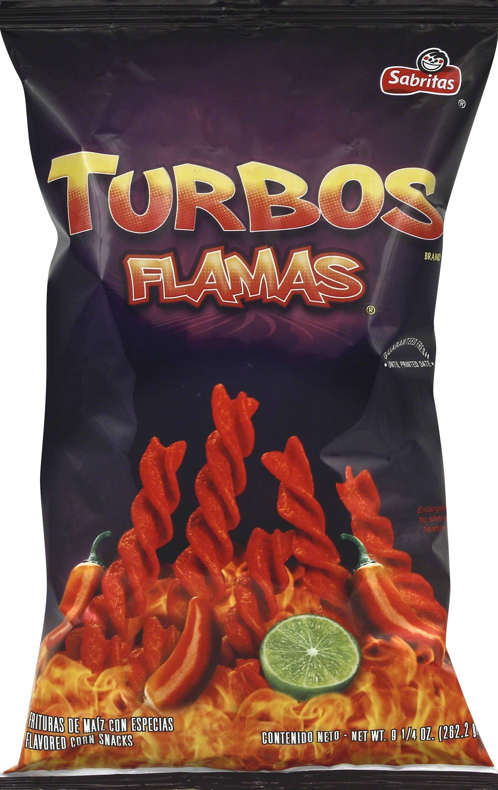 Amazon.com: Frito Lay, Sabritas, Turbos Corn Snacks, Flamas, 9.25oz Bag ...