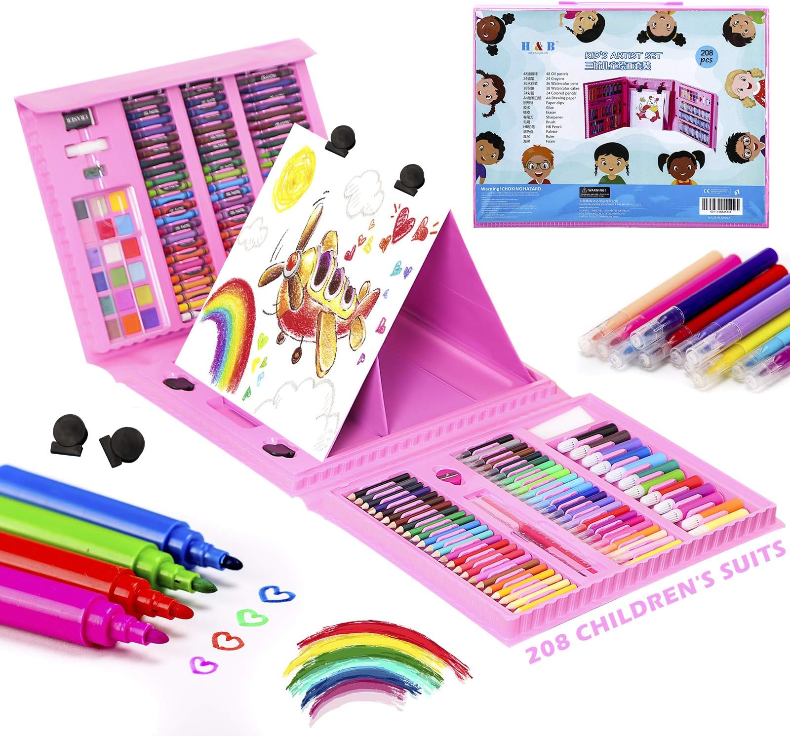 Amazon.com: DLUCKY 208 PCS Art Supplies, Drawing Art Kit for Kids ...