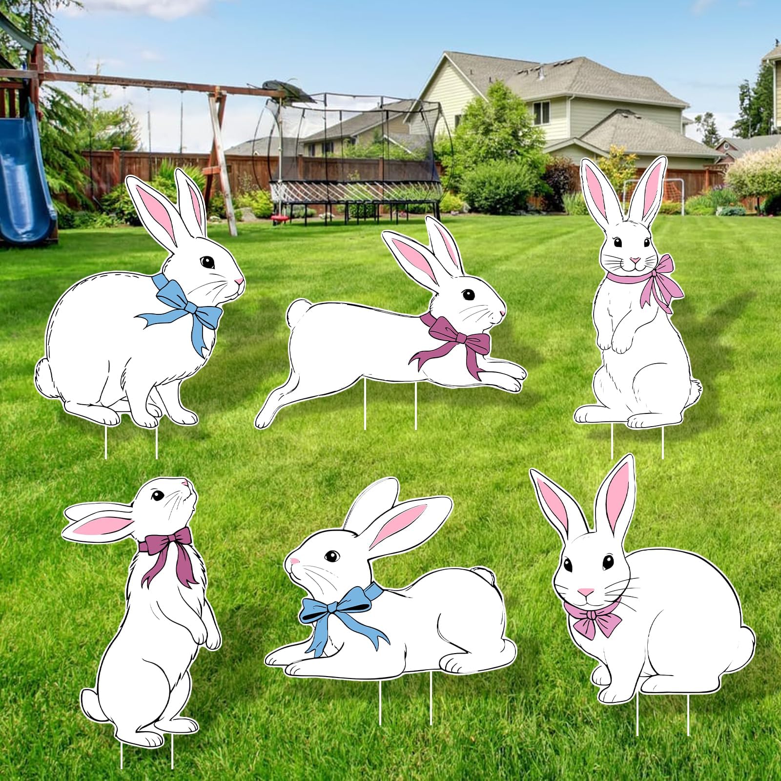 Amazon.com : Set of 9 Easter Bunny Yard Signs Bunny Garden Lawn Signs ...