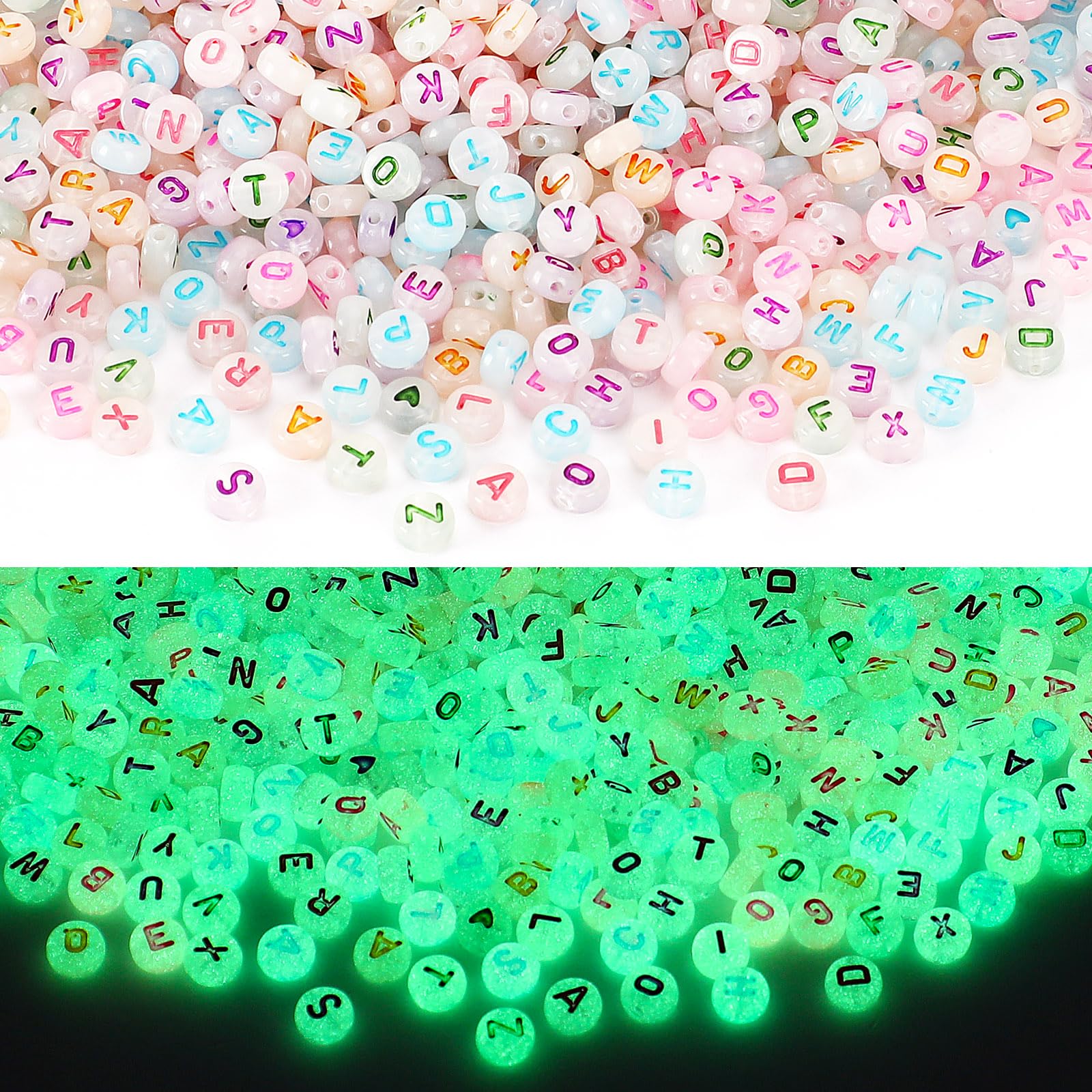 Amazon.com: 1900pcs Letter Beads, DECYOOL Glow in The Dark Letter Beads ...