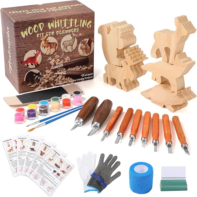 Amazon.com: Wood Carving Kit Forest Animals Wood Whittling Kit for ...