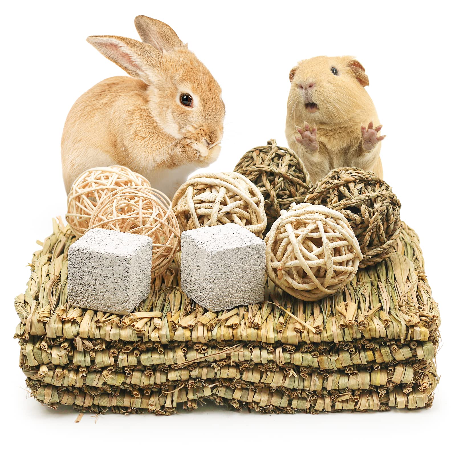 4 Pcs Rabbit Scratch Mat Woven Grass Mat with Various Hamster ...