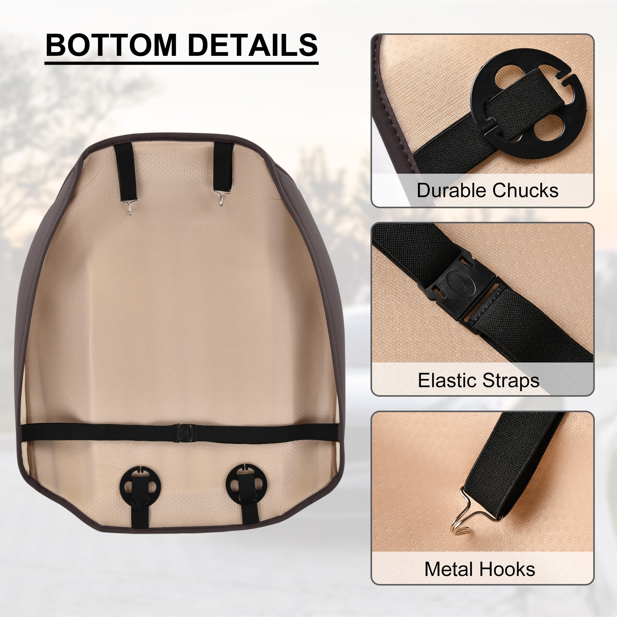 BWTJF Front Car Seat Bottom Covers Brown, Universal Leather Front Seat ...