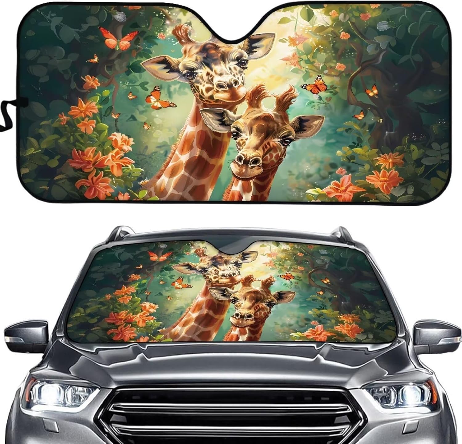 Amazon.com: BIGCARJOB Animal Giraffe Car Windshield Sun Shade Foldable ...