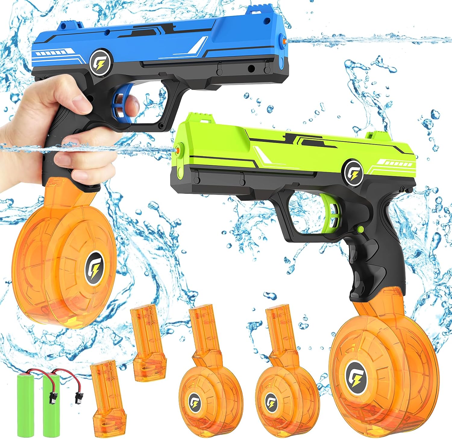 Electric Water Pistol for Kids and Adults, 2 Pack Powerful Water Guns ...