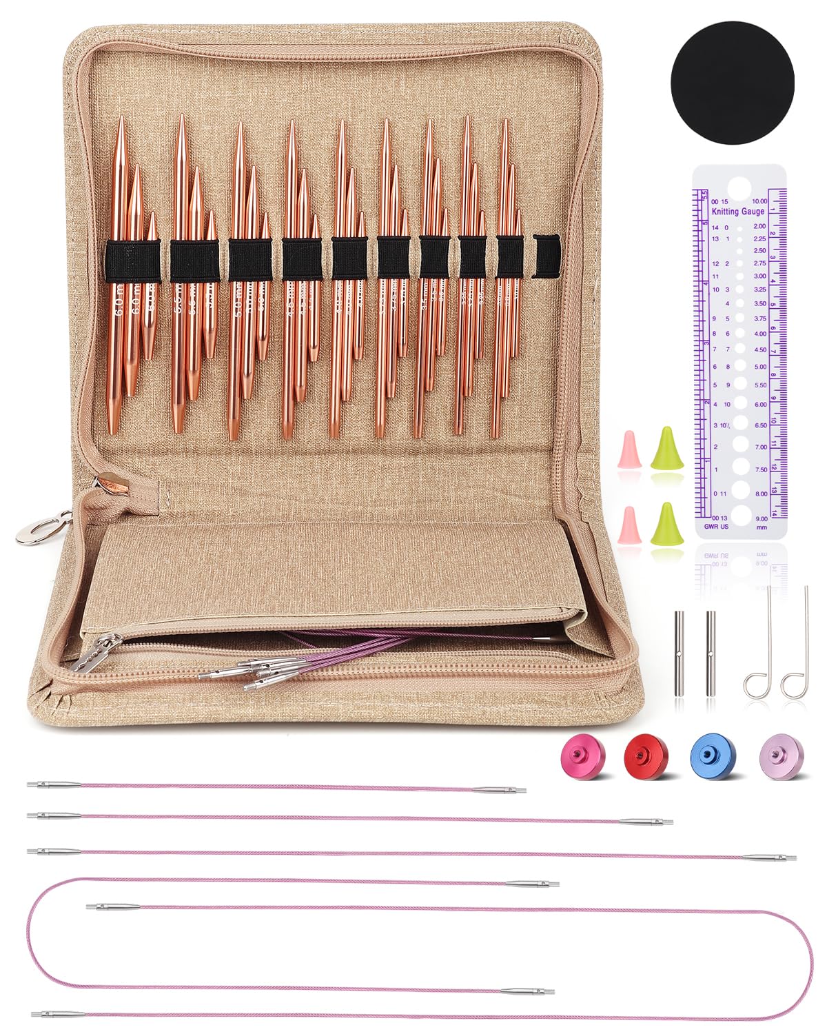 Amazon.com: 27 Size Interchangeable Knitting Needle Set with Case for ...