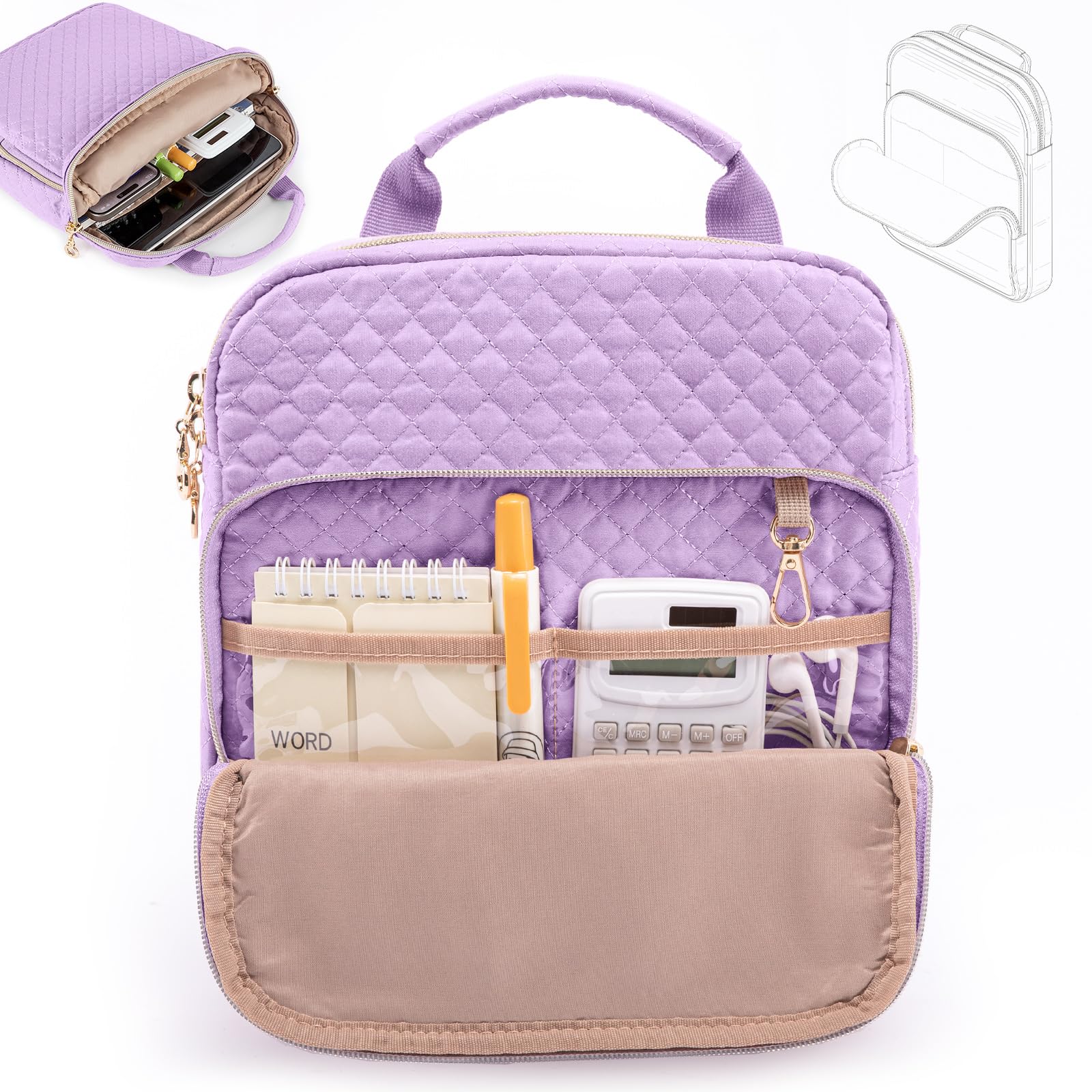 Amazon.com: Book Sleeve with Zipper Book Pouch,Quilted Book Carrier ...