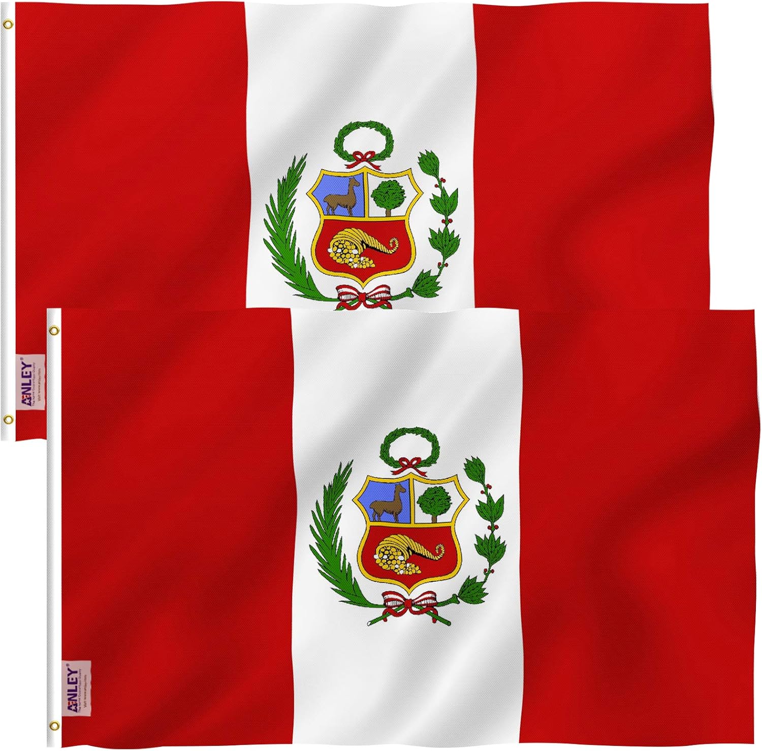 ANLEY Pack of 2 Fly Breeze 3x5 Foot Peru Flag - Vivid Color and UV Fade ...