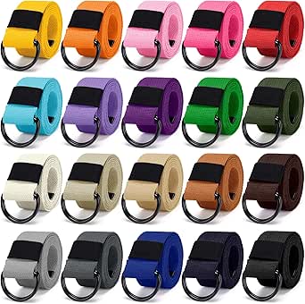 JaGely 20 Pieces Canvas Belt Web D Ring 1 1/2'' Wide Web Fabric Casual ...