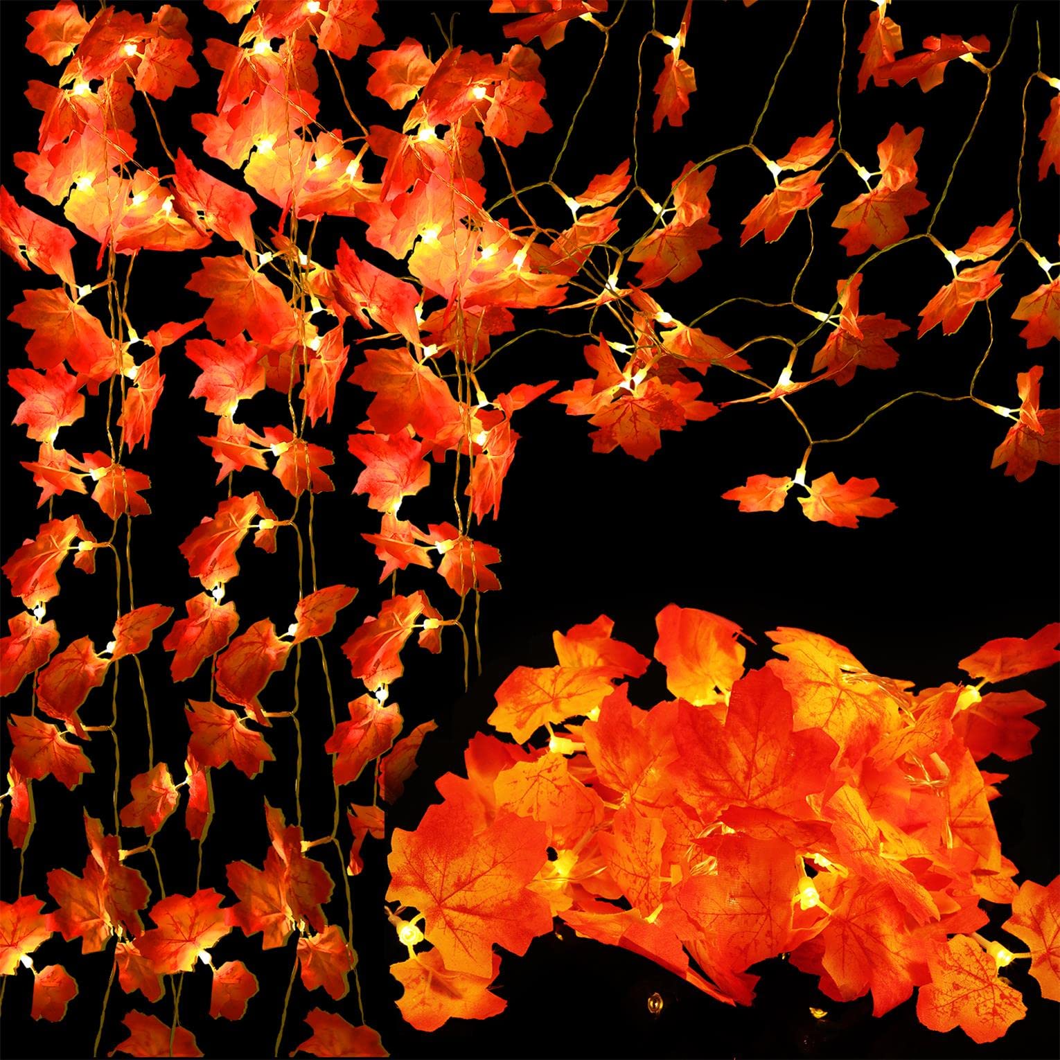 Amazon.com: TOYMIS 2 Pack Maple Leaves String Lights, Total 40ft/80LED ...