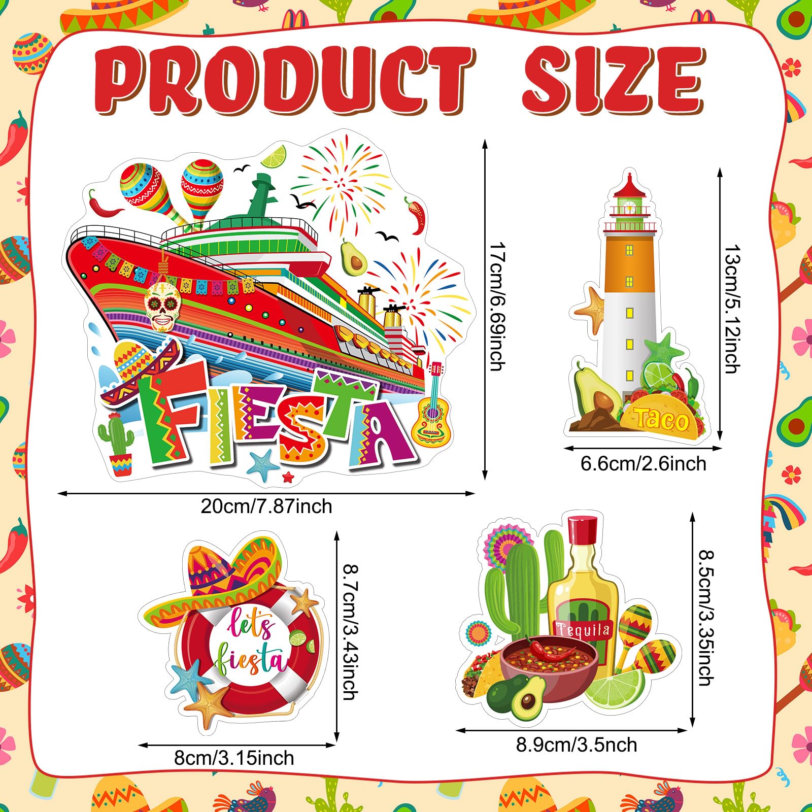 Snapklik.com : 16 Pcs Mexican Festival Cruise Door Magnets Decorations ...