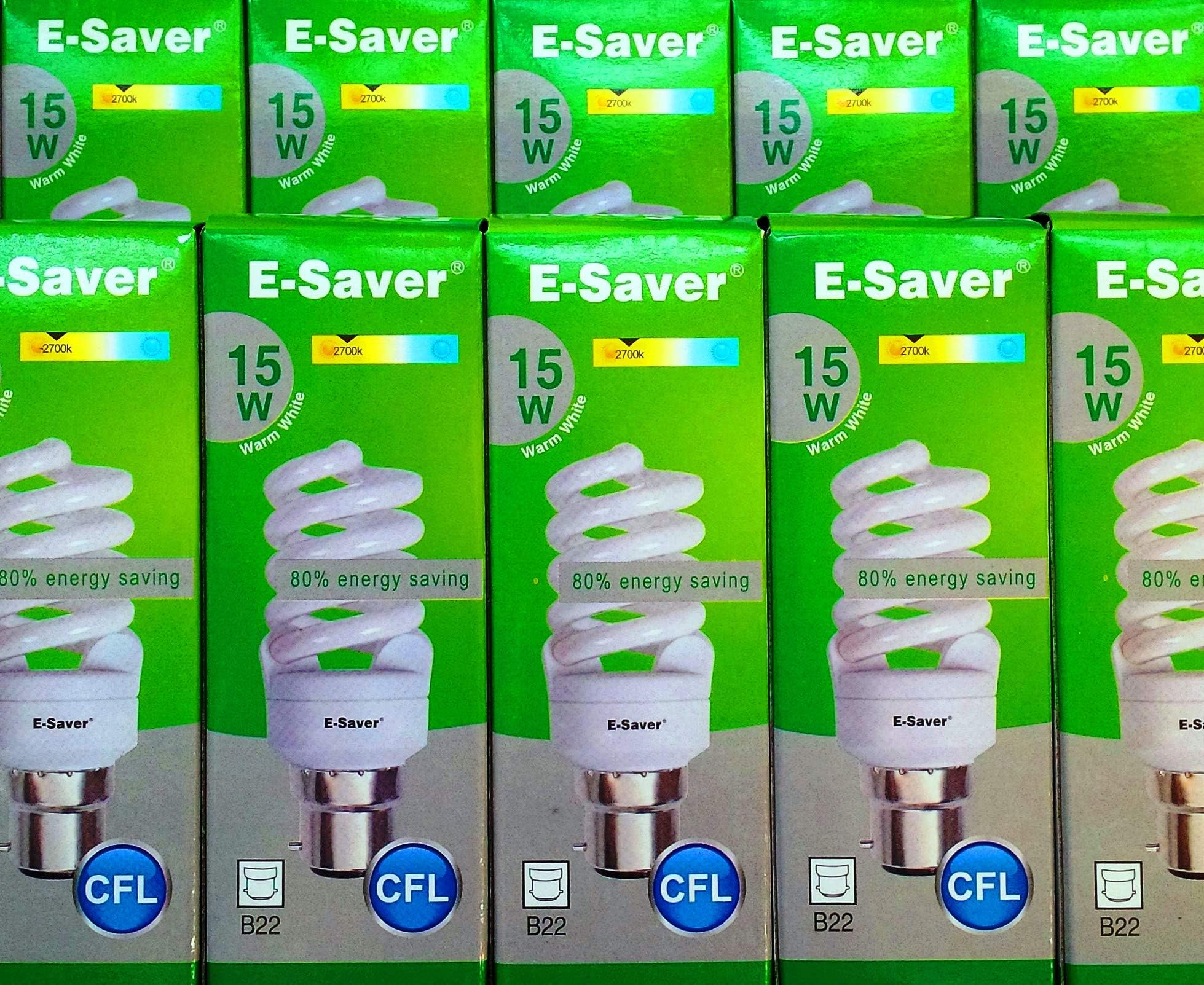 E-Saver - CFL Full Spiral - Energy Saving Light Bulbs - 24w = 120 Watt ...