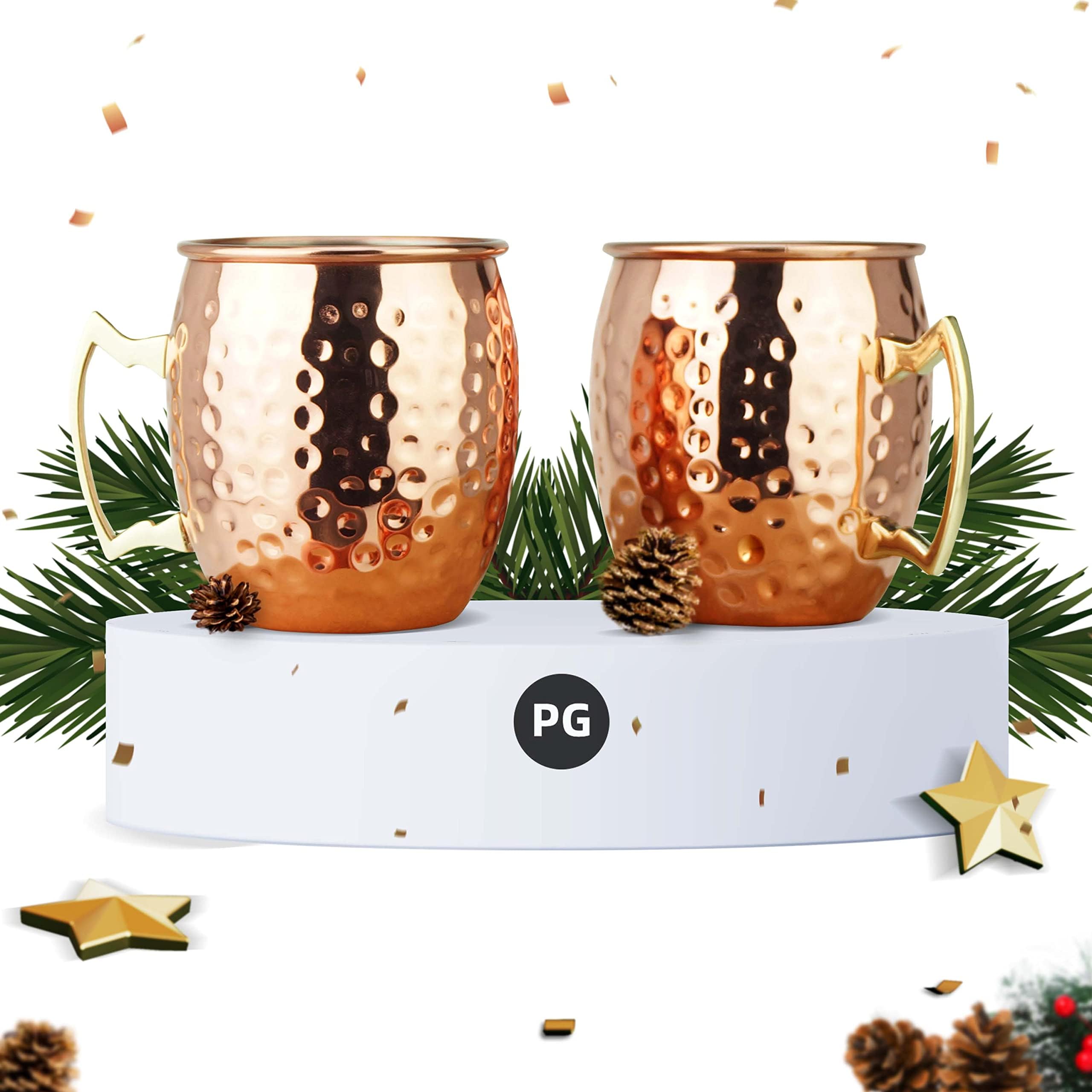 Amazon.com: Moscow Mule Copper Mugs Set - 2 Authentic Handcrafted ...