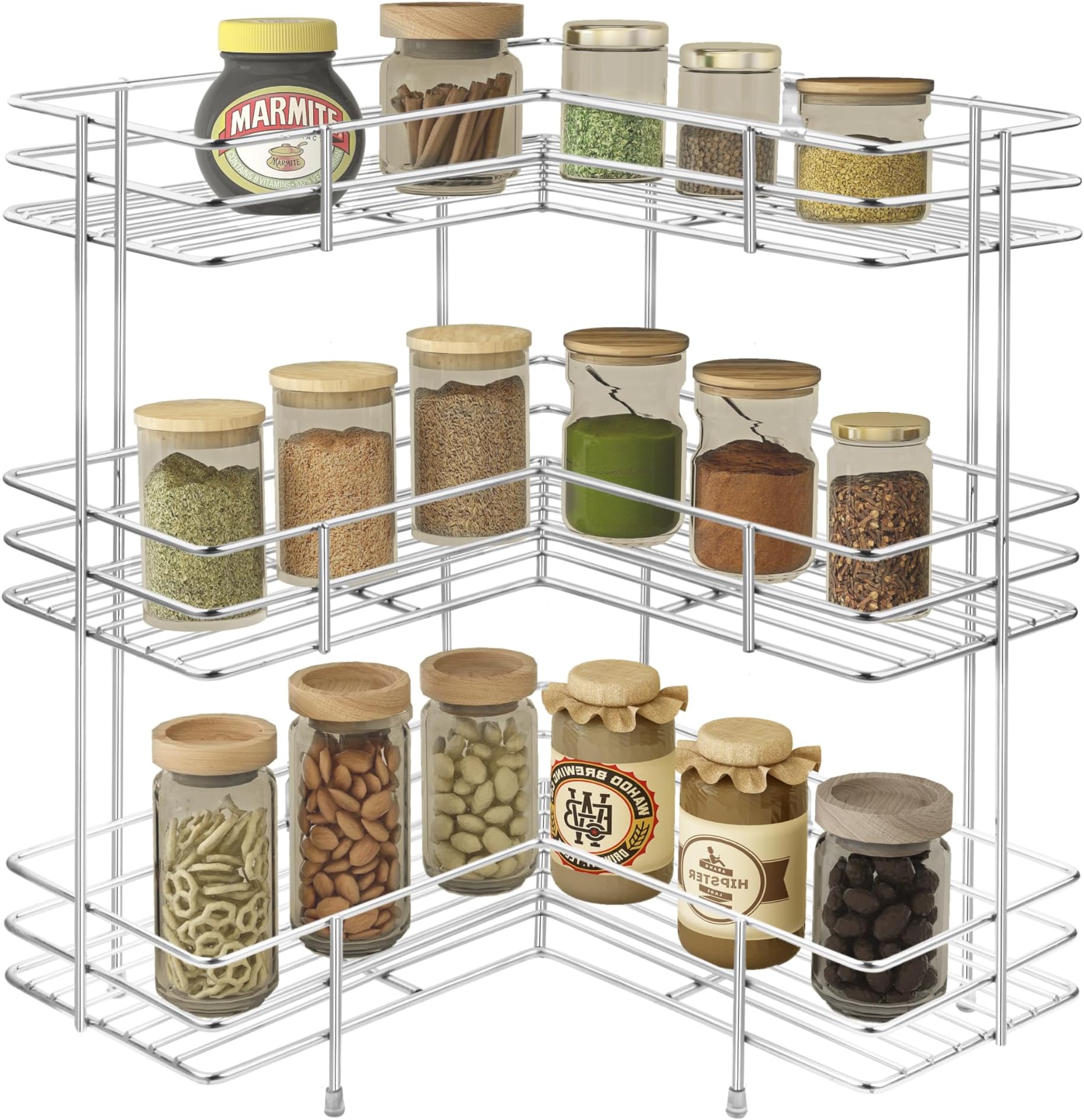 URBAN KRAFT Stainless Steel 2 Tier L-Shape Kitchen Corner Rack - Double ...