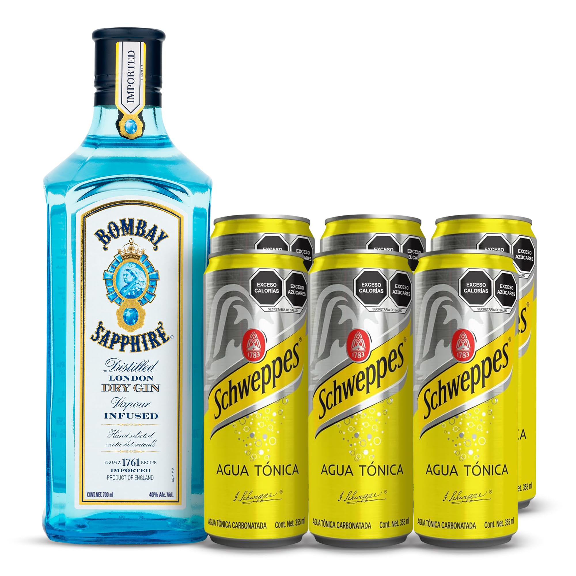 BOMBAY SAPPHIRE & TONIC (BOMBAY SAPPHIRE, Ginebra de 700 ml + SCHWEPPES ...