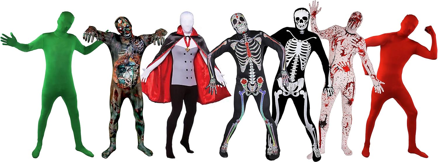 ZOMBIE SKIN SUIT HALLOWEEN FANCY DRESS COSTUME - UNDEAD ZOMBIE PRINT ...