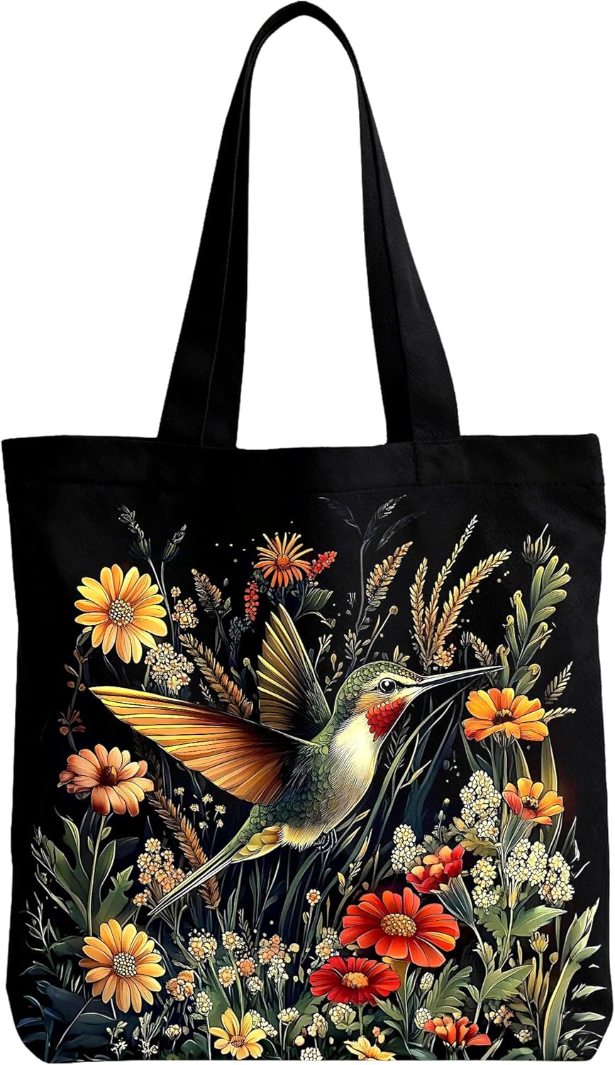 Amazon.com: RYVJU William Morris Style Floral Hummingbird Tote Bag for ...