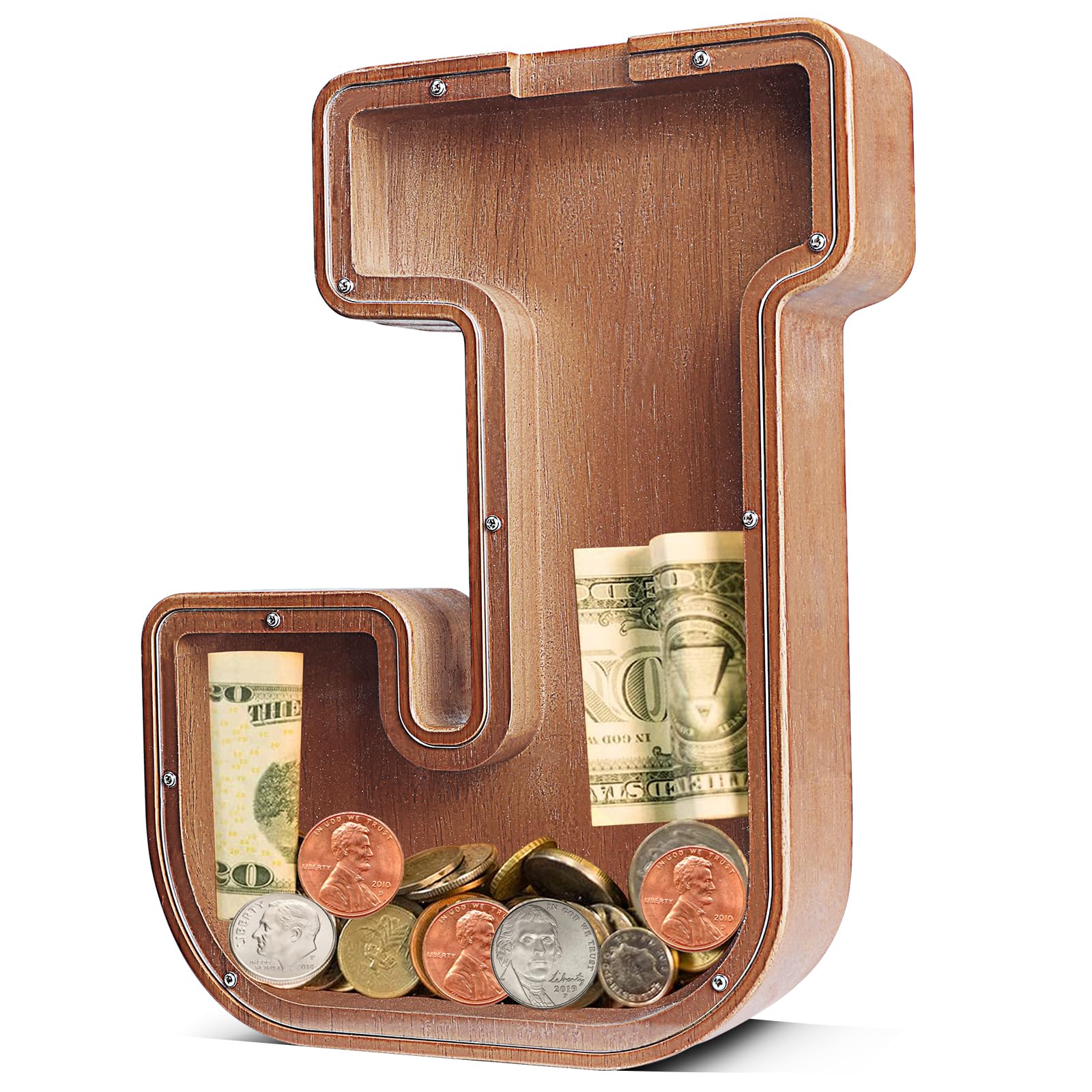 Amazon.com: UBeesize 12in Extra Large Wooden Piggy Bank,Letter Piggy ...