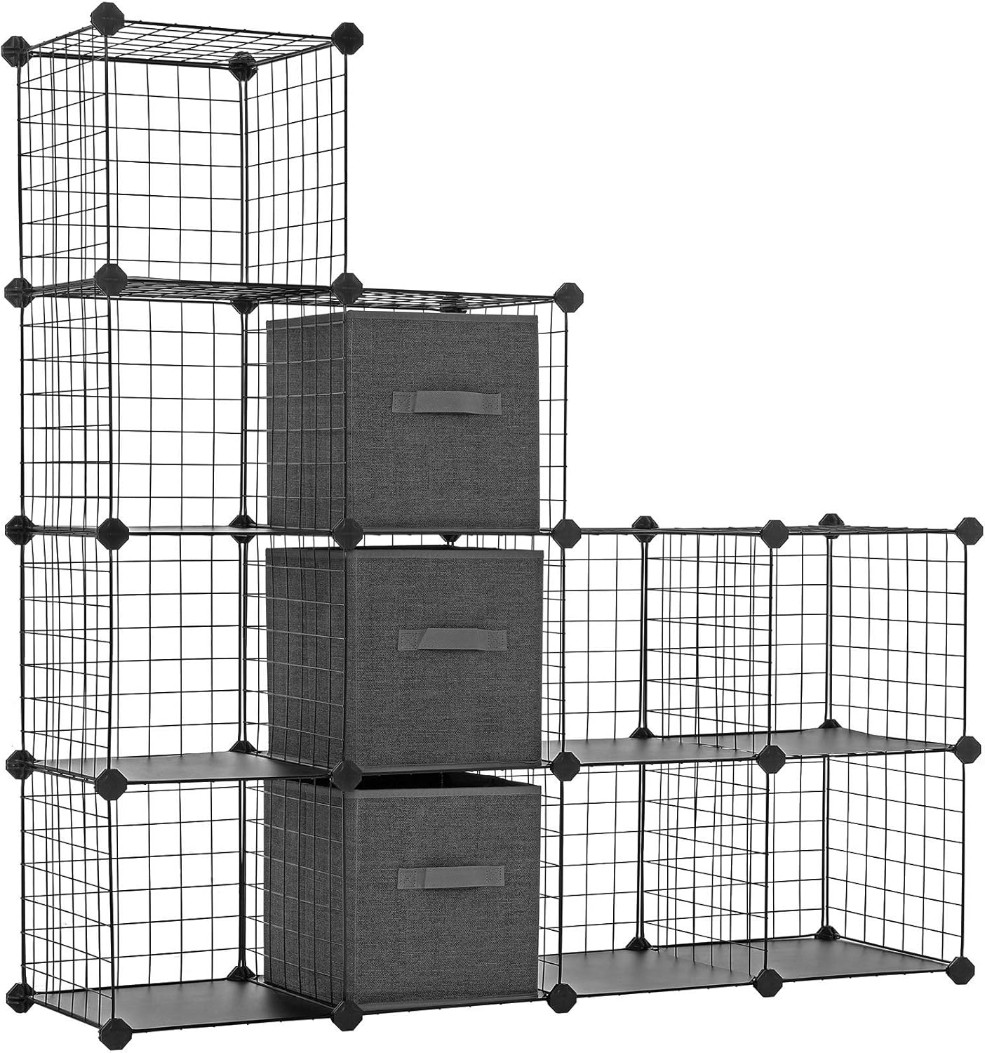 Amazon.com: SONGMICS 12 Cube Wire Storage Rack with 3 Fabric Boxes ...