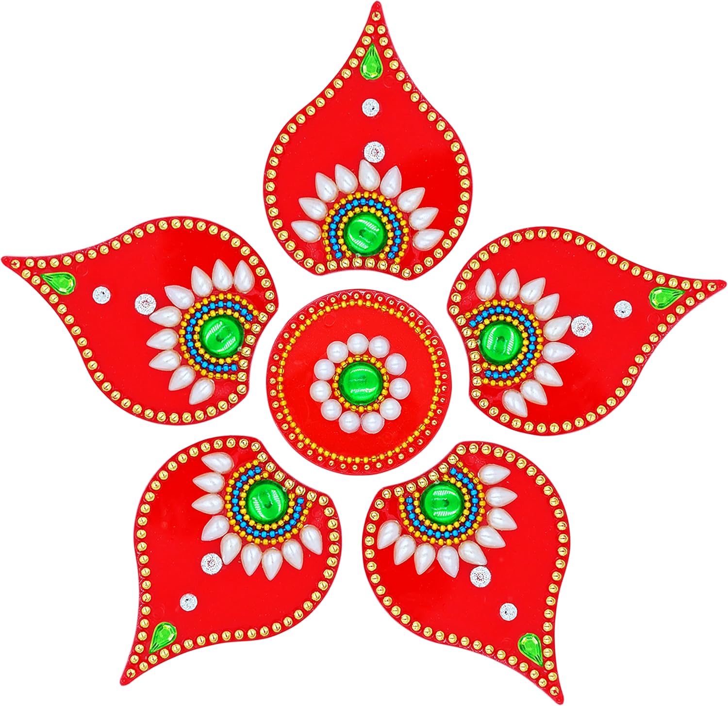 Amazon.com: Triyashh Handmade Acrylic Red Color Half Modak Rangoli ...