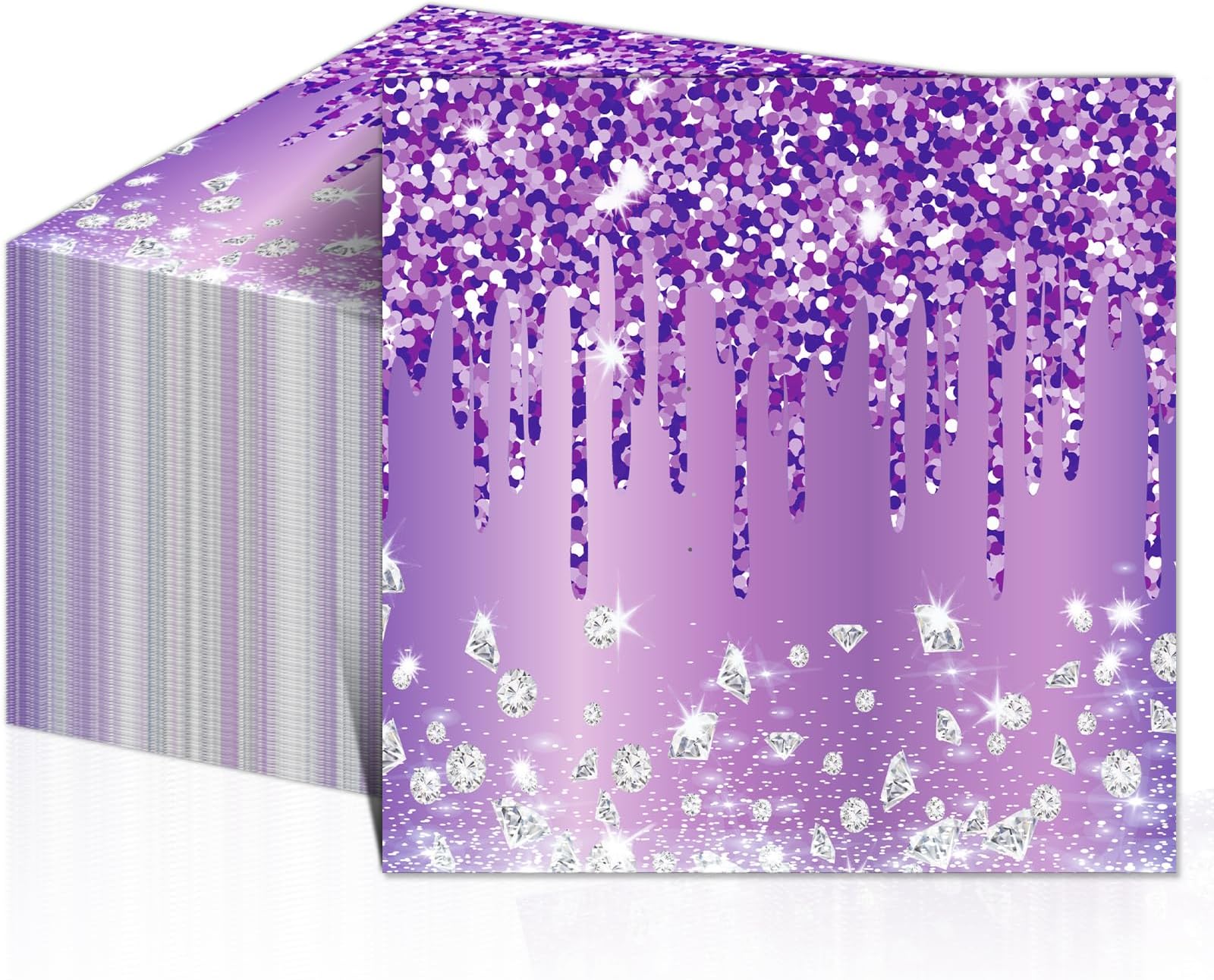 Amazon.com: 40pcs Purple and Silver Napkins Decoration,Purple Glitter ...