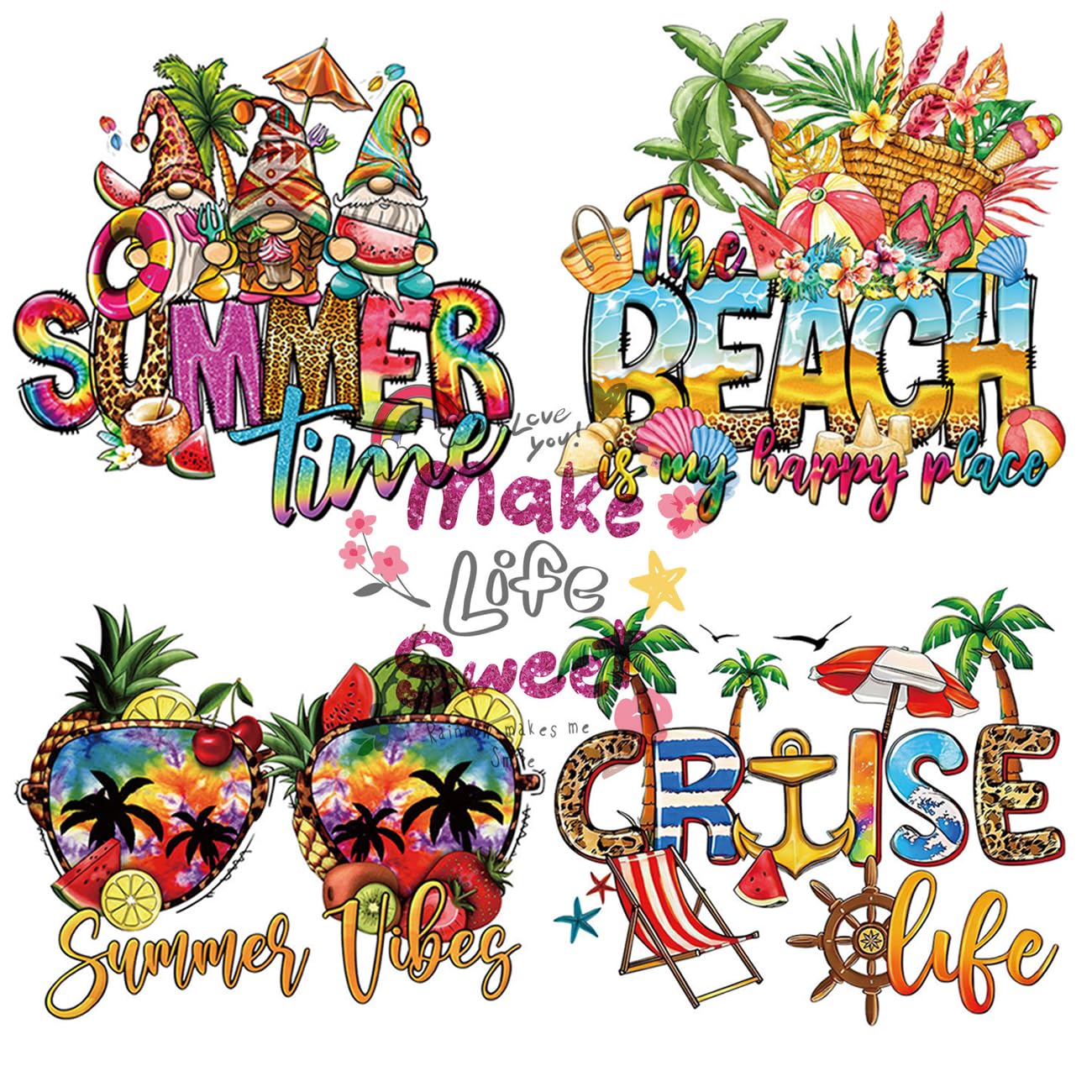 Amazon.com: Beach Heat Transfers Iron on Patches Summer Iron on Vinyl ...
