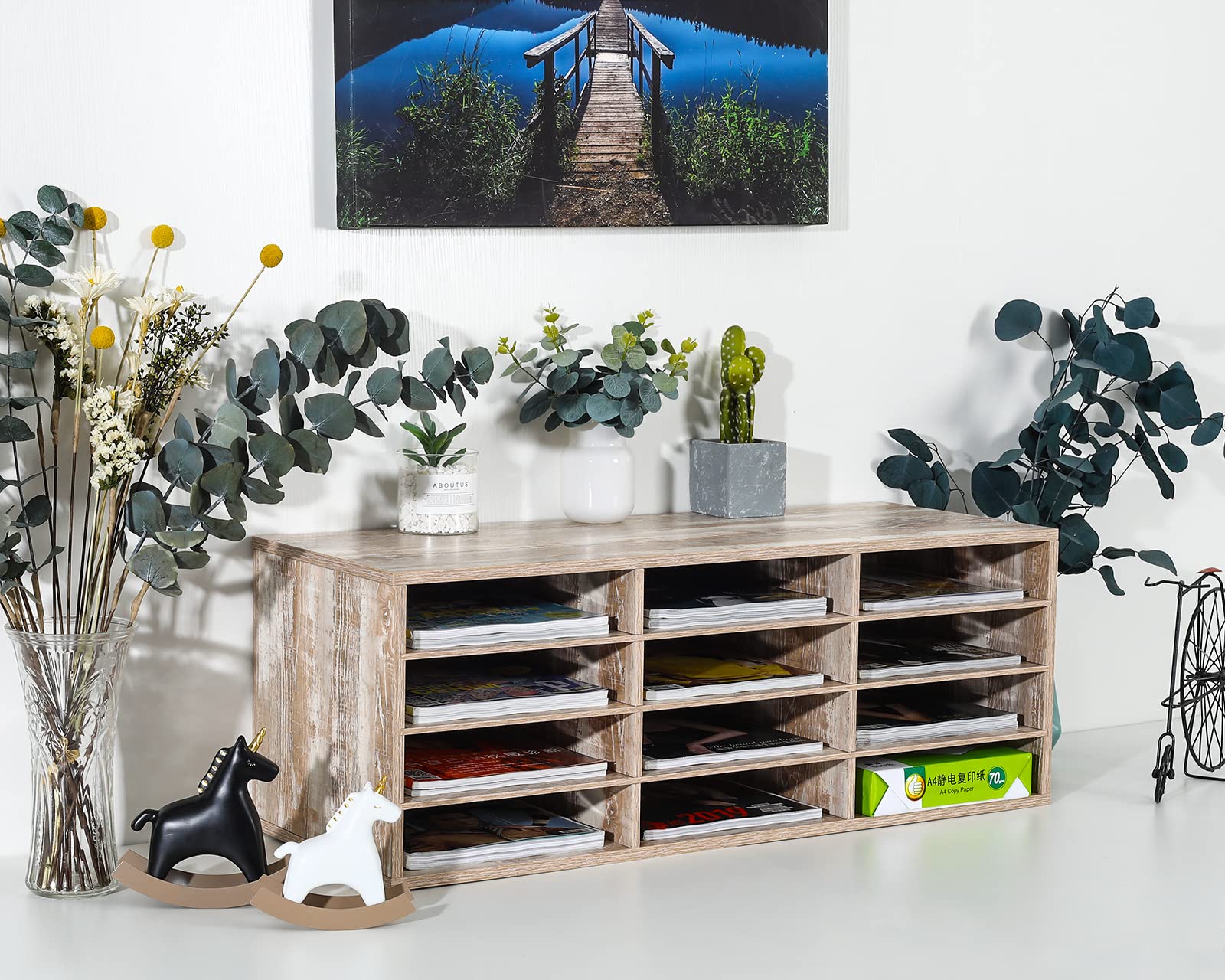 Snapklik.com : Mail Sorter Wood Countertop Literature Organizer ...