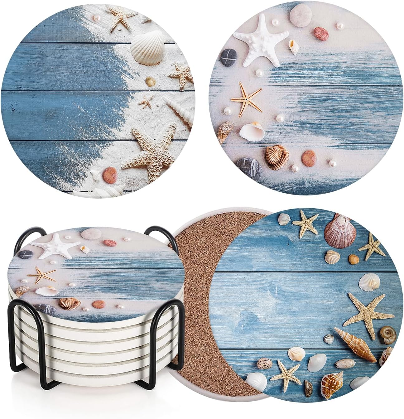 Amazon.com: Absorbent Coasters Stone Coaster Set of 8, Cork Base, with ...