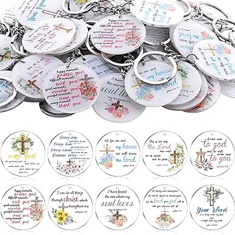 Huquary 50 Pcs Bible Verse Keychain Bulk Inspirational Christian Quotes ...