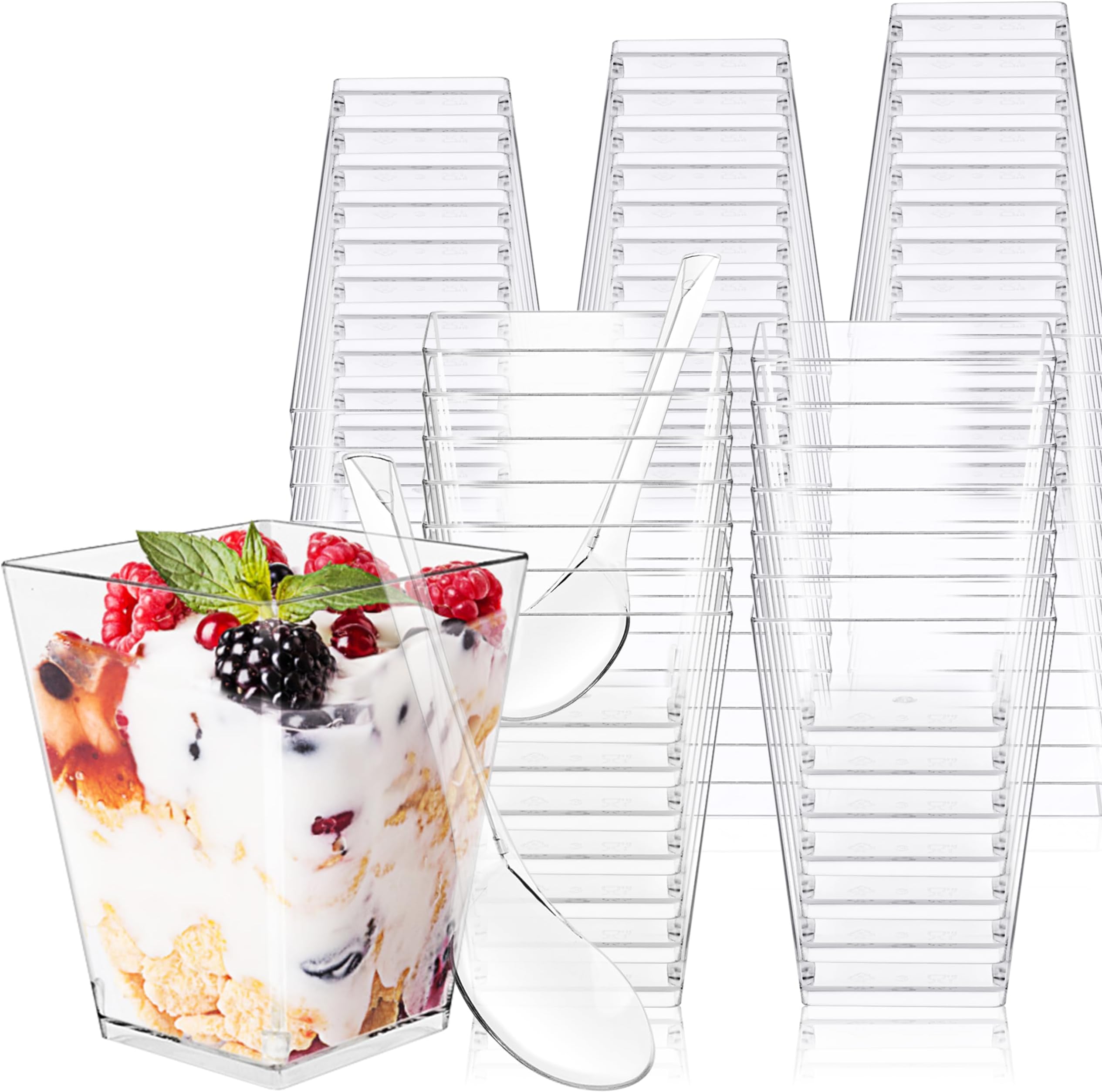 Amazon.com | Seeatoo 5oz 50 pack Dessert Cups With Spoons, Mini Small ...