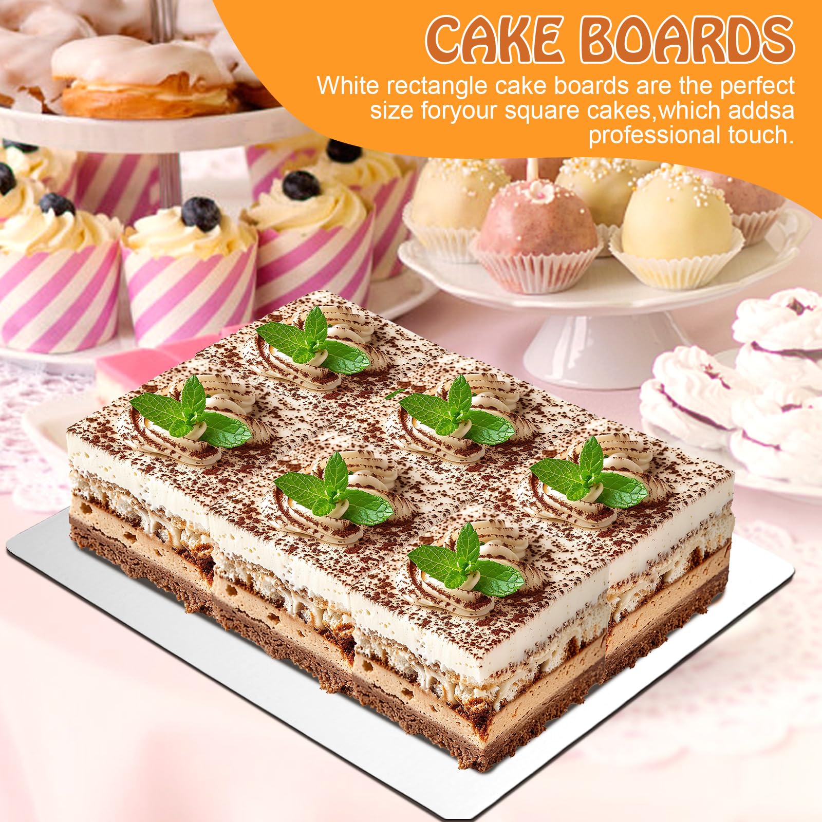 Dessert Tray 15-Pack White Cake Boards - 13.75"x9.75" Greaseproof Pads ...