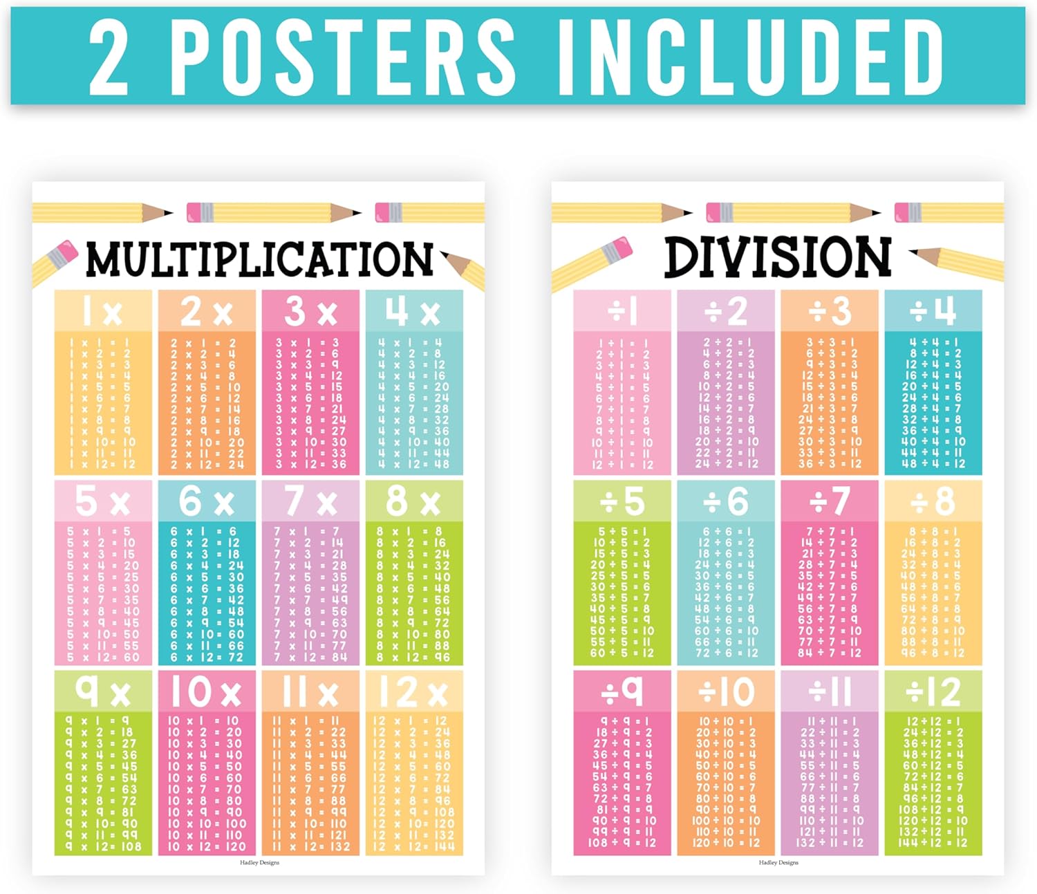 2 Colorful Large Multiplication Chart Poster For Philippines | Ubuy