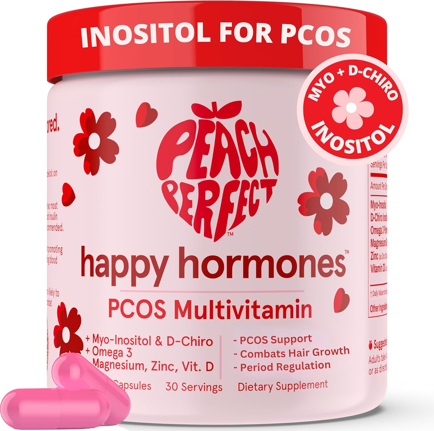 Amazon.com: Peach Perfect PCOS Multivitamin, Myo-Inositol & D-Chiro ...