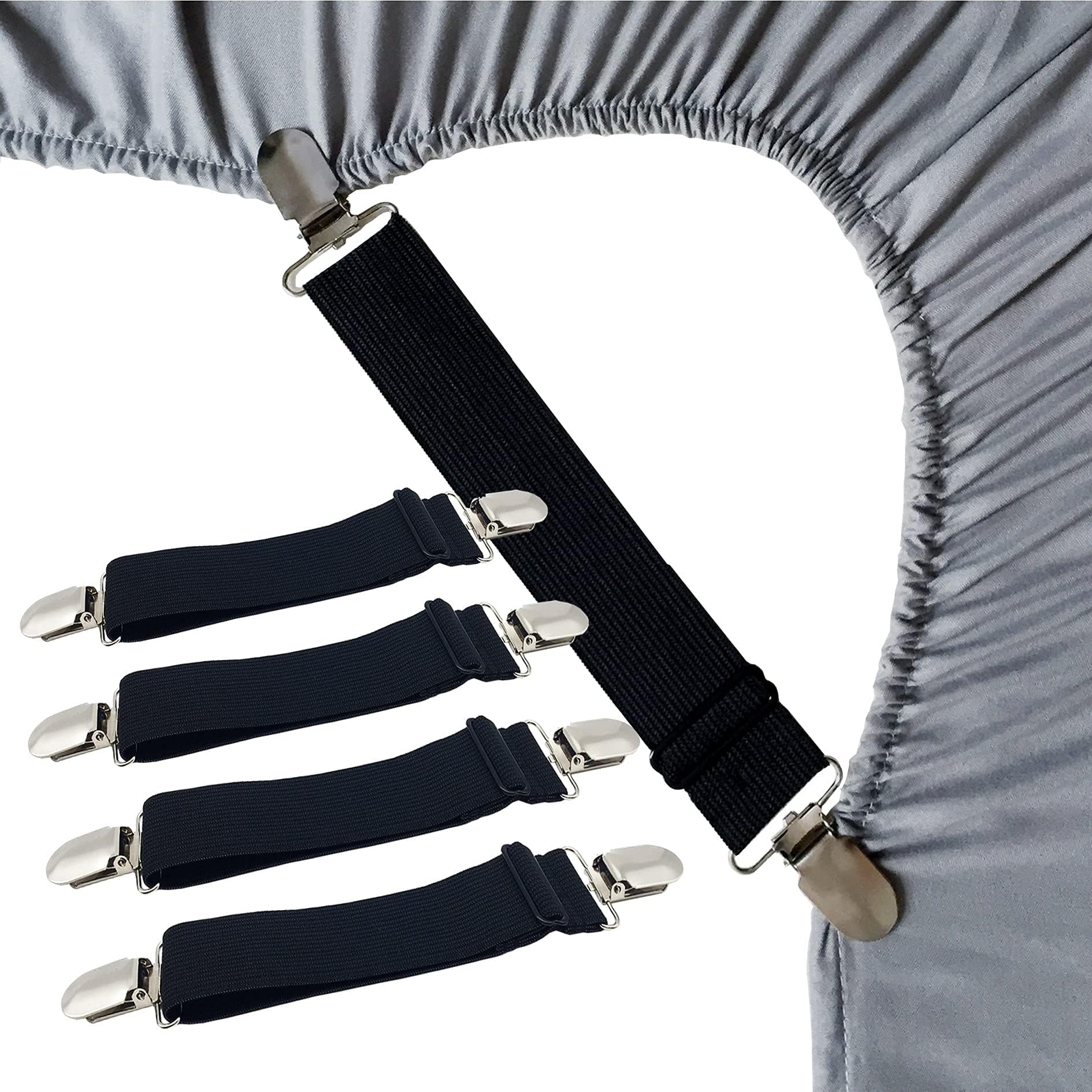 Amazon.com: Mabor 4Pcs Adjustable Bed Sheet Fasteners Suspenders ...