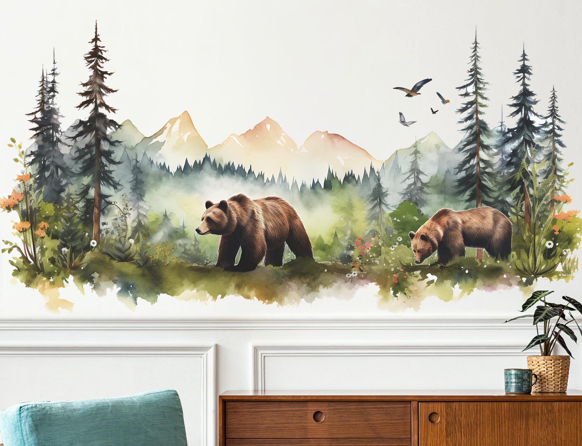 Amazon.com: RAINBOW WSK Large Jungle Animals Wall Decals Forest Tree ...