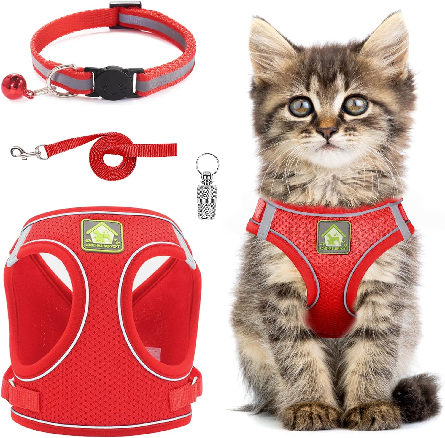 Cat Harness and Lead Set,Adjustable Reflective Stripe Cat Kitten ...