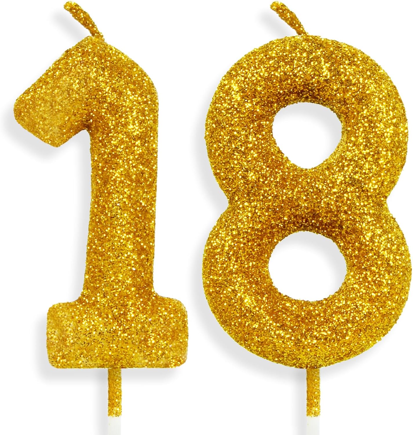 Amazon.com: 18th Glitter Birthday Candles, Gold Birthday Number Candle ...