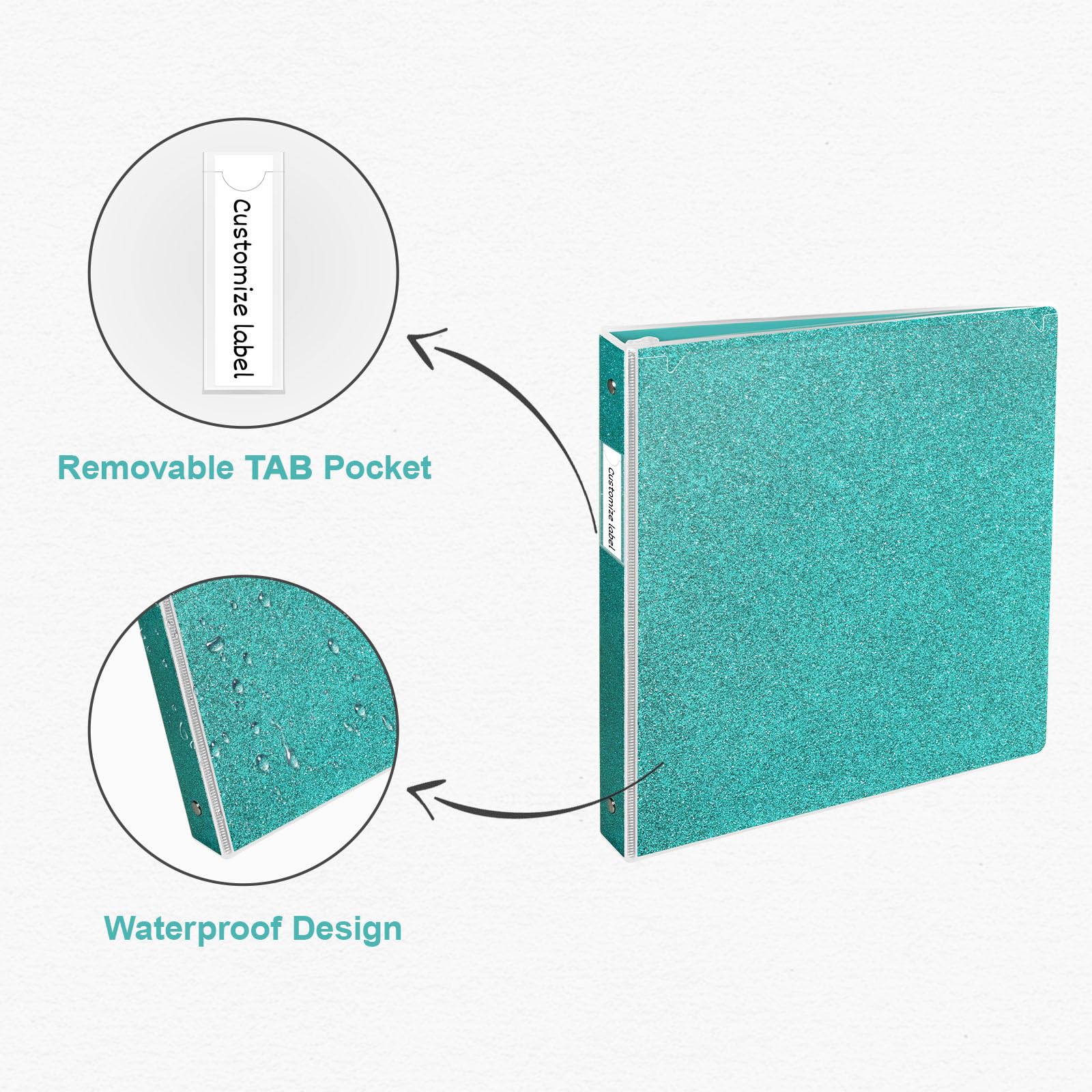 Snapklik.com : EYROZILL 1 Inch Binder 3 Ring Glitter Binder For School ...