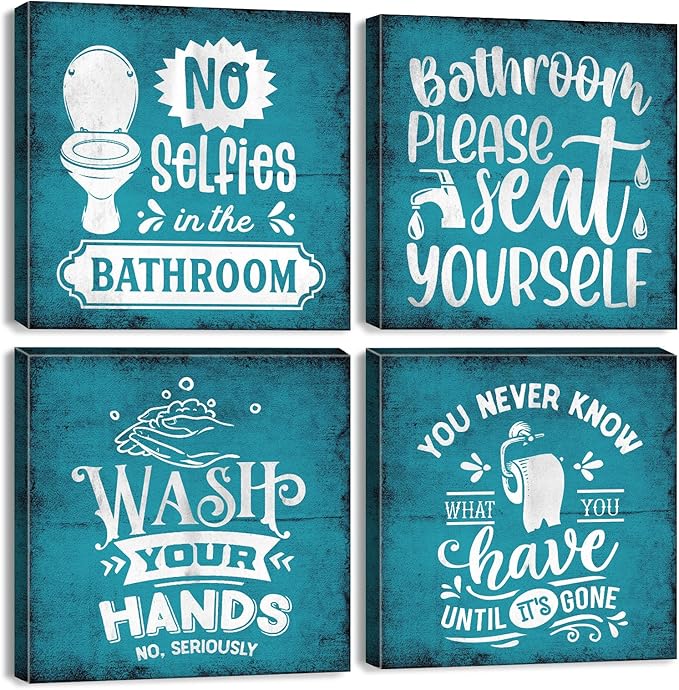 Amazon.com: Teal Bathroom Rules Wall Decor Rustic Relax Soak Unwind ...