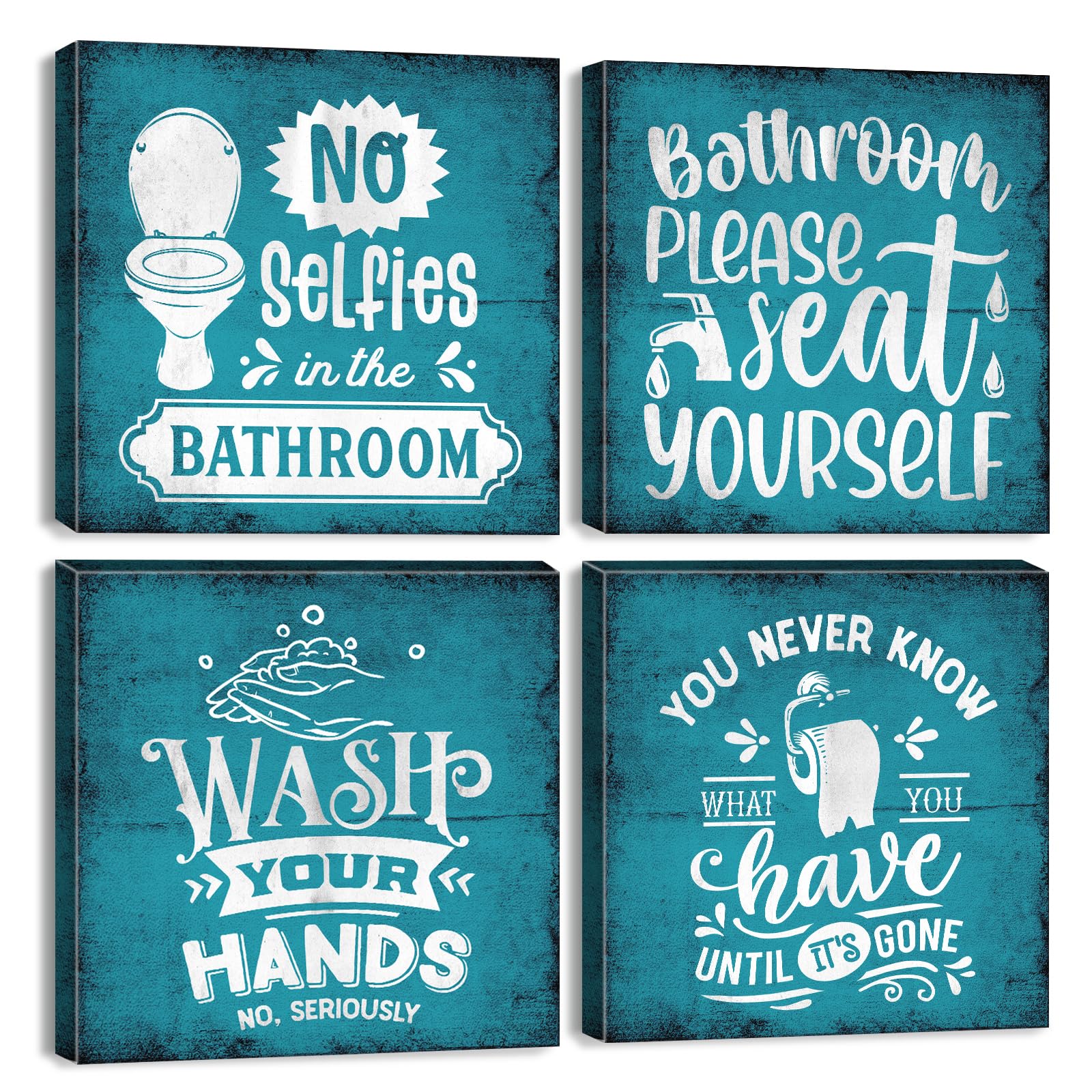 Amazon.com: Teal Bathroom Rules Wall Art Bathroom Laundry Room Wall ...