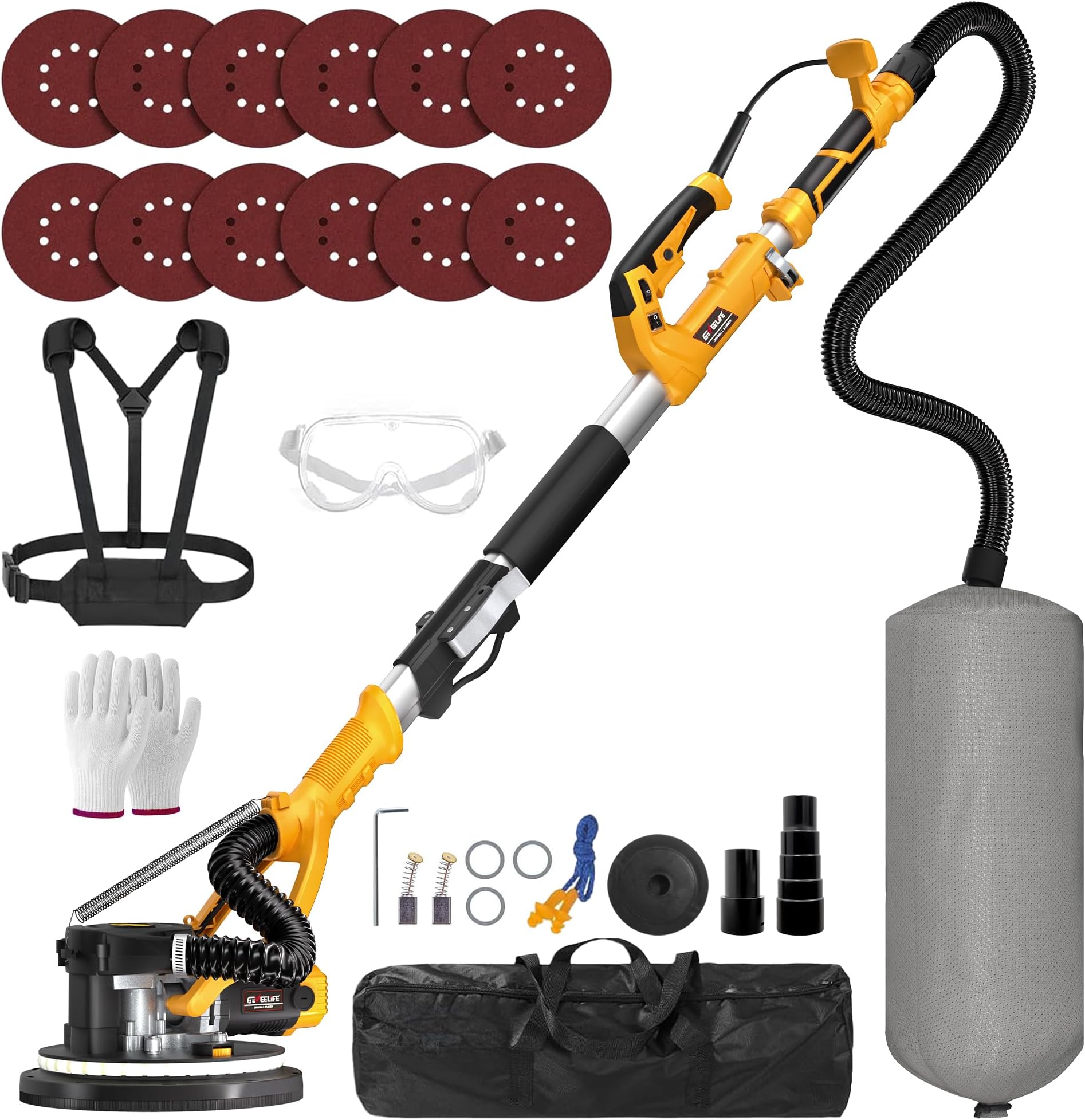 Drywall Sander, 9-Speed Electric Drywall Sander with Vacuum Dust ...