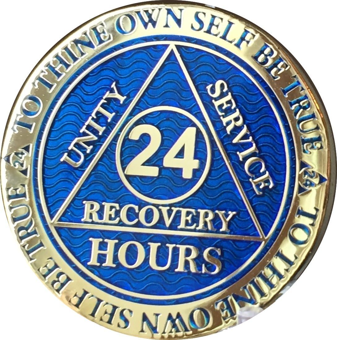 Amazon.com: 24 Hours AA Medallion Reflex Blue Gold Plated Chip : Health ...