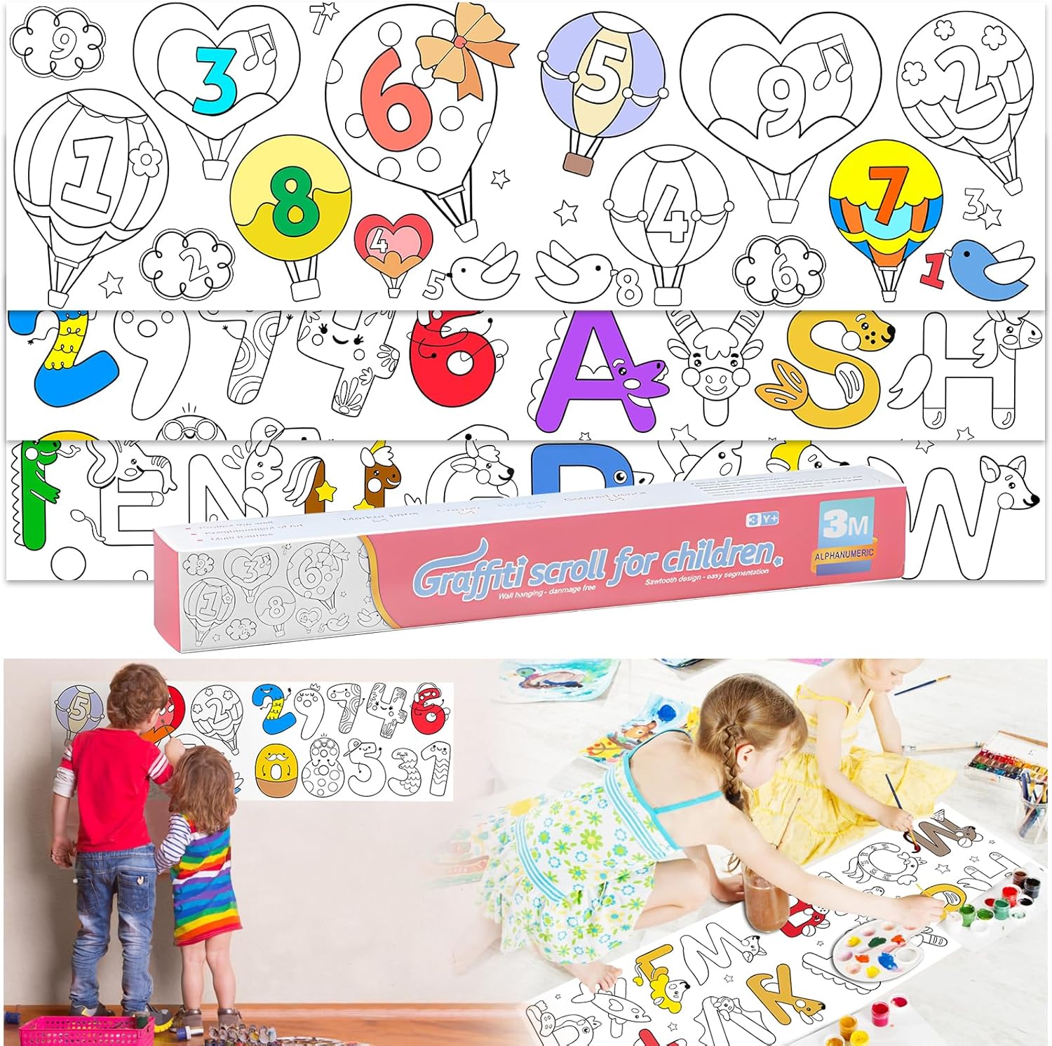 Amazon.com: Children's Drawing Roll, 120 * 12 in Giant Coloring Poster ...